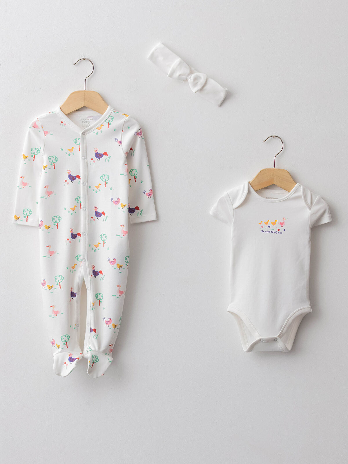 Pamuklu Baskılı Kız Bebek Hastane Seti