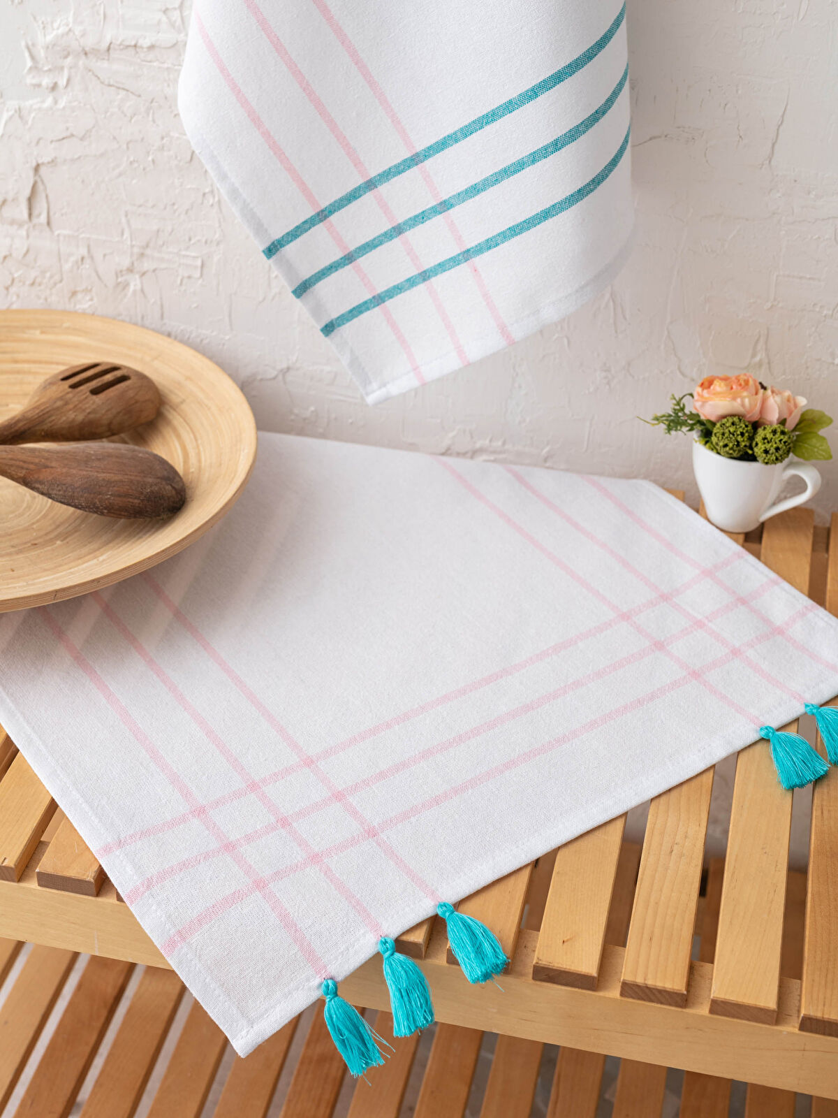 Çizgili Püskül Detaylı Kurulama Bezi 40x60 Cm