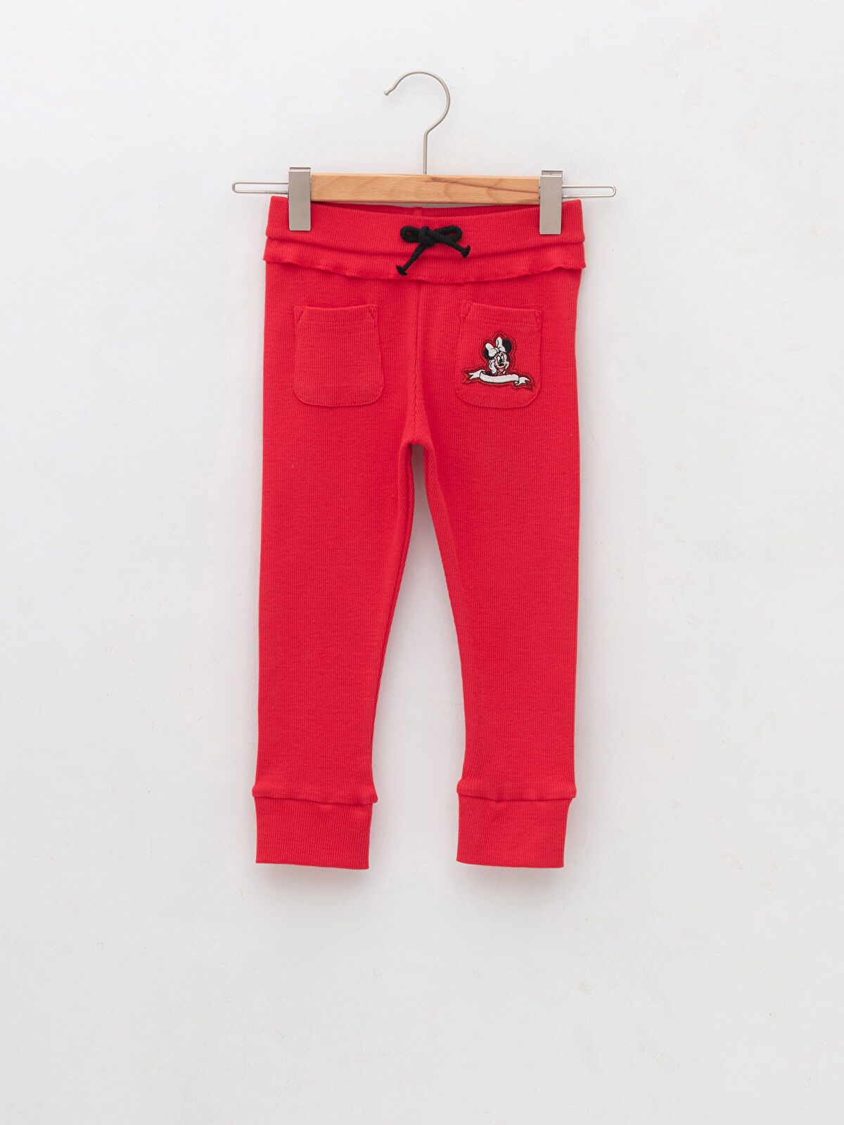 Beli Lastikli Minnie Mouse Nakış Detaylı Pamuklu Kız Bebek Eşofman Alt