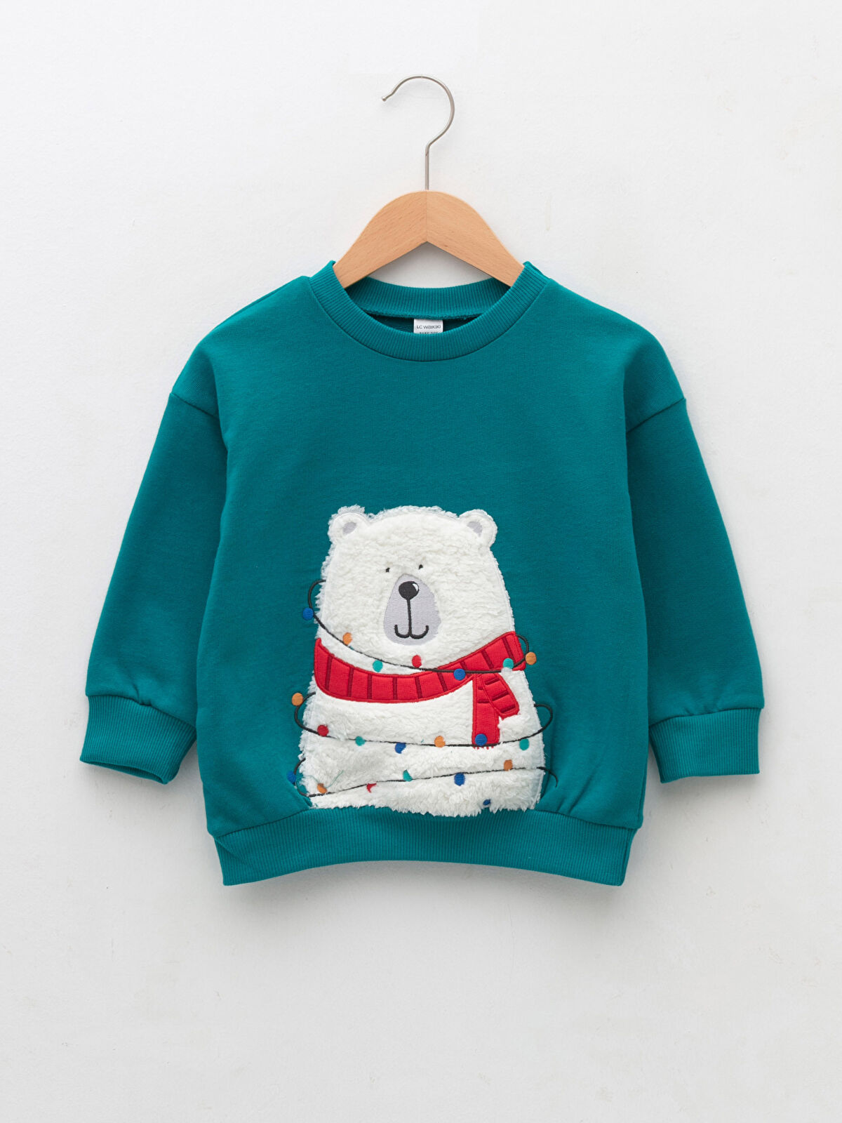 Bisiklet Yaka Uzun Kollu Yılbaşı Temalı Erkek Bebek Sweatshirt