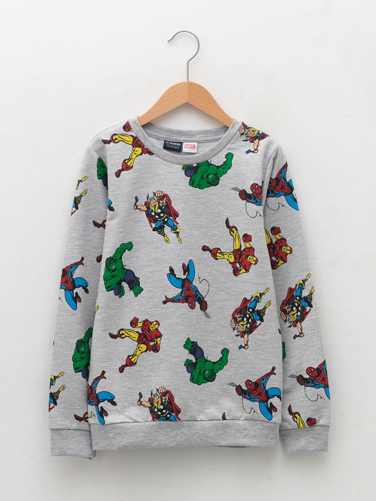 Bisiklet Yaka Avengers Baskılı Uzun Kollu Erkek Çocuk Sweatshirt