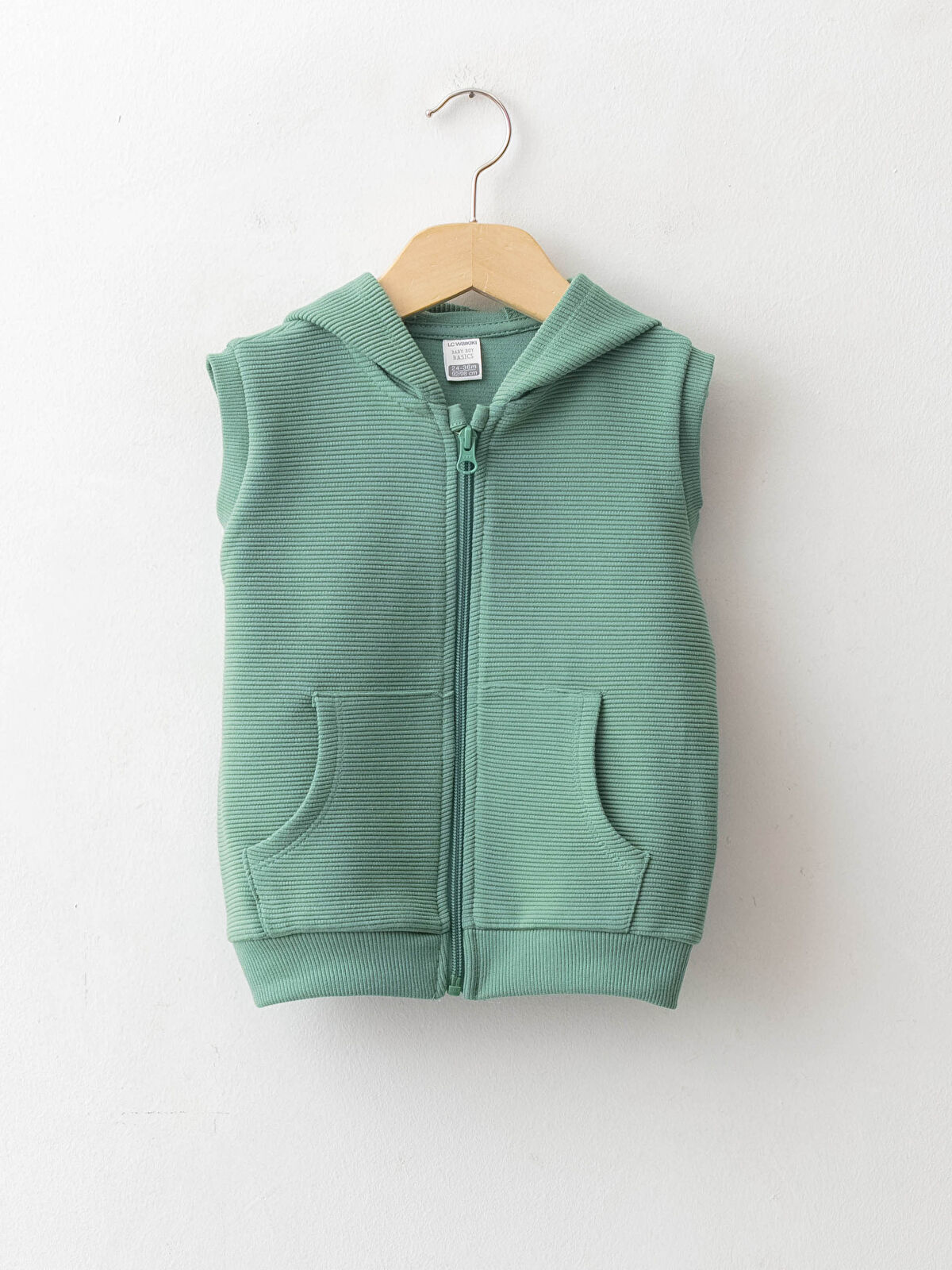 Kapüşonlu Erkek Bebek Fermuarlı Yelek