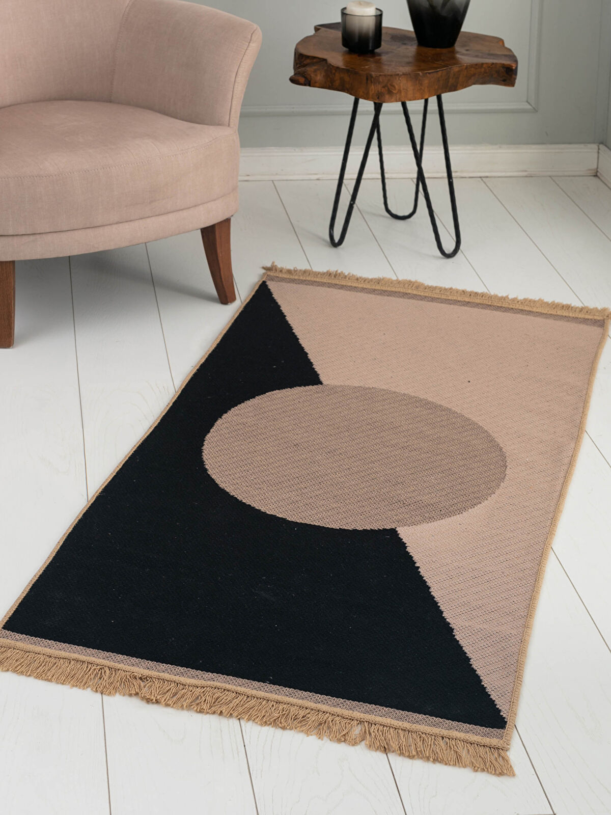 Jakarlı Püsküllü Çift Taraflı Halı 80x150 Cm