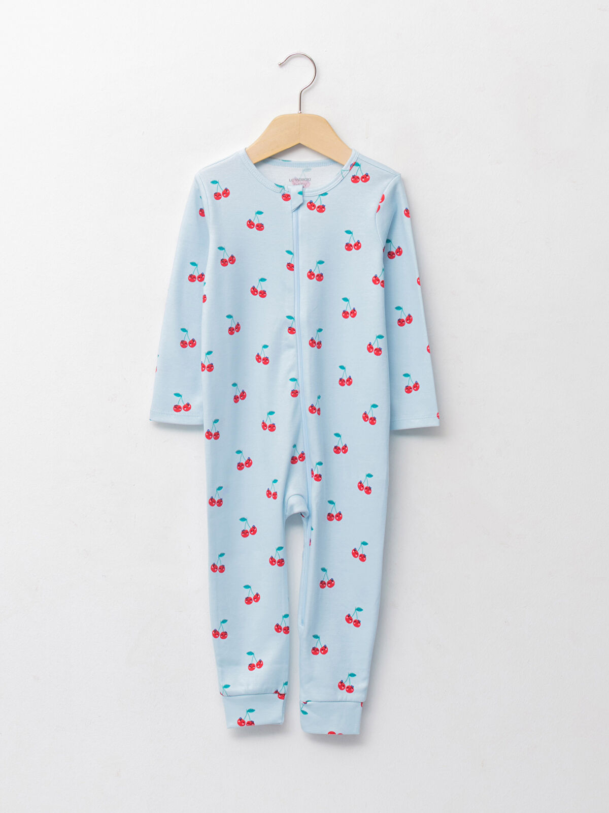 Bisiklet Yaka Uzun Kol Baskılı Kız Bebek Fermuarlı Tulum