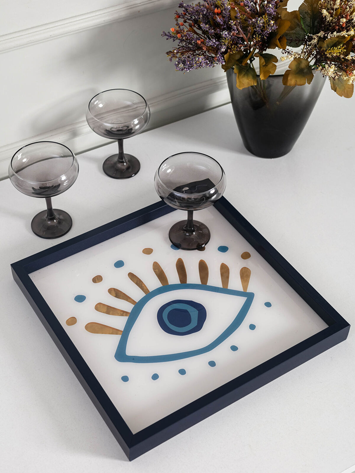 Desenli Cam Tepsi 35x35 Cm Desenli Cam Tepsi 35x35 Cm