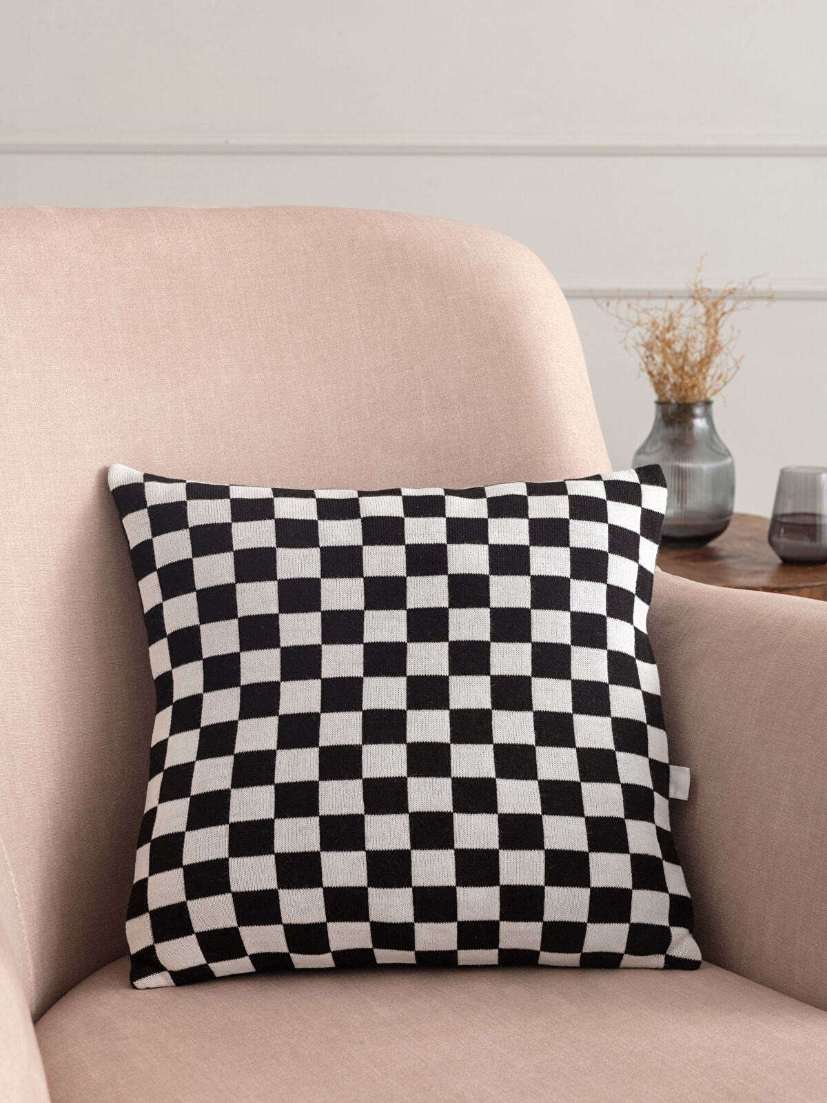 Desenli Triko Kırlent Kılıfı 45x45 Cm