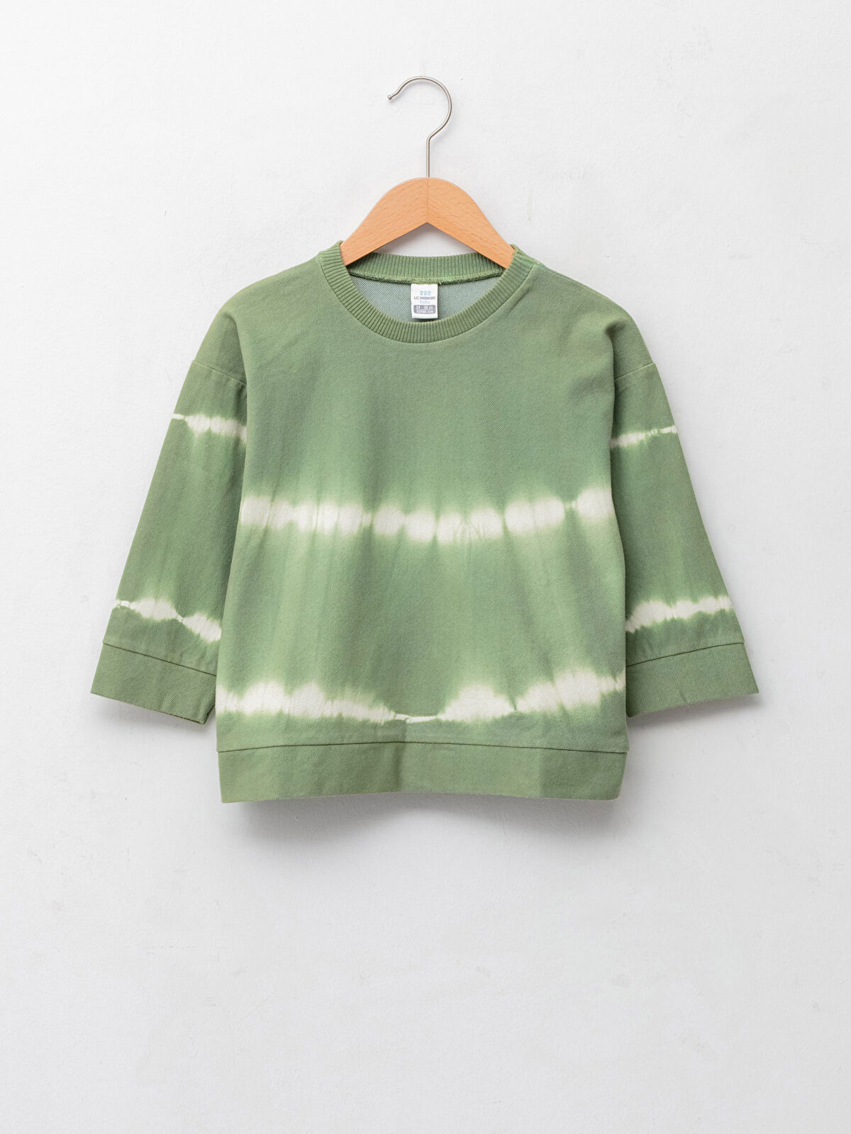 Bisiklet Yaka Uzun Kollu Batik Desenli Erkek Bebek Sweatshirt