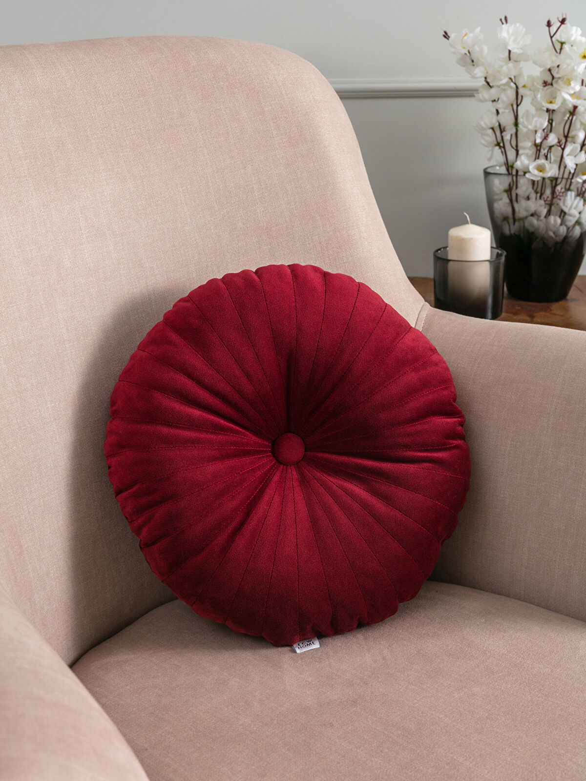 Dolgulu Yuvarlak Kadife Kırlent