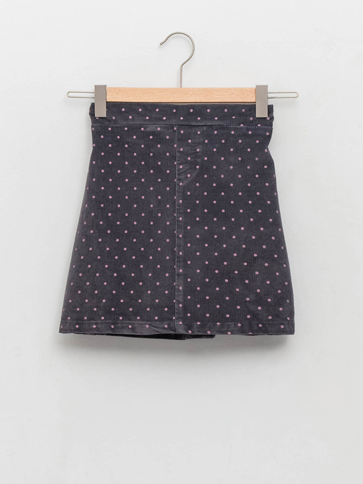 Beli Lastikli Puantiyeli Kadife Kız Çocuk Etek