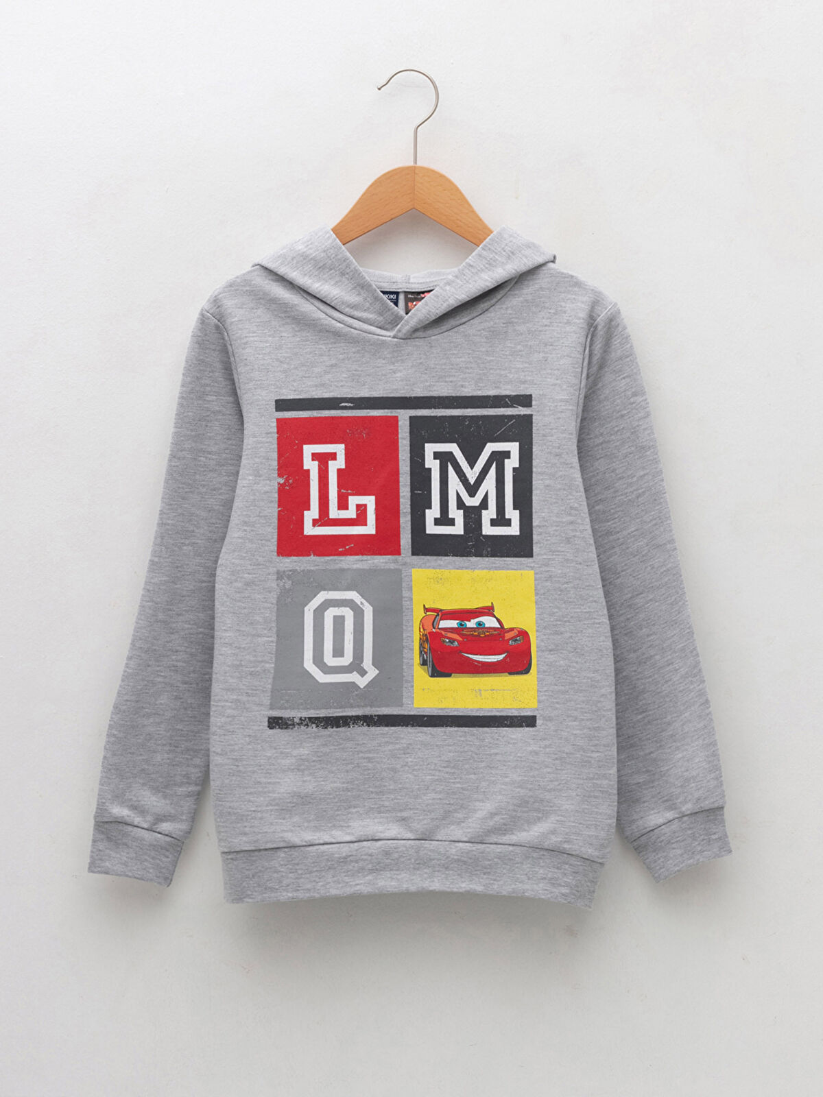 Kapüşonlu Arabalar Baskılı Uzun Kollu Erkek Çocuk Sweatshirt