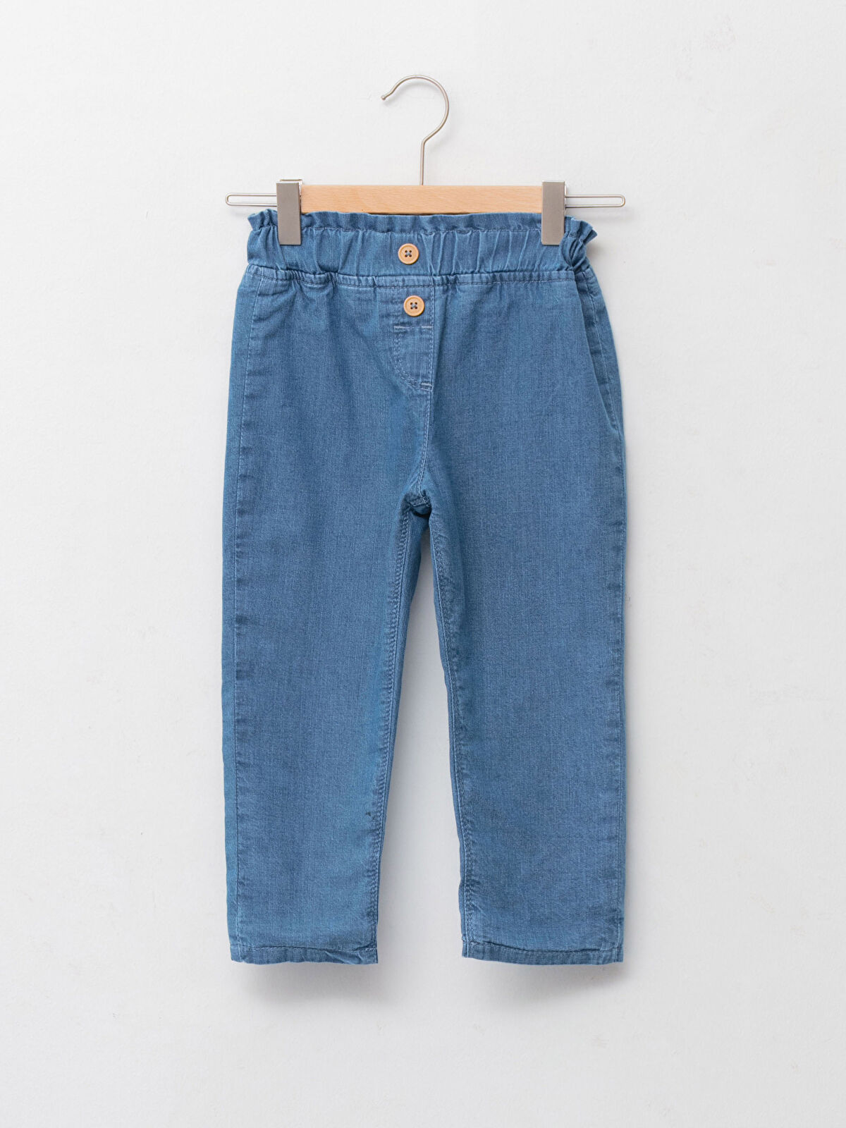 Beli Lastikli Basic Kız Bebek Astarlı Mom Jean Pantolon
