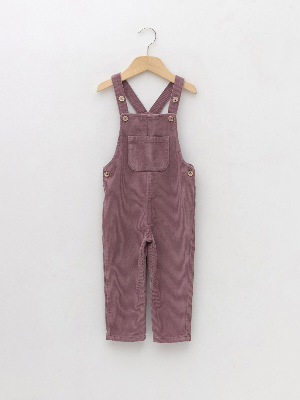 Kare Yaka Askılı Basic Kadife Kız Bebek Salopet