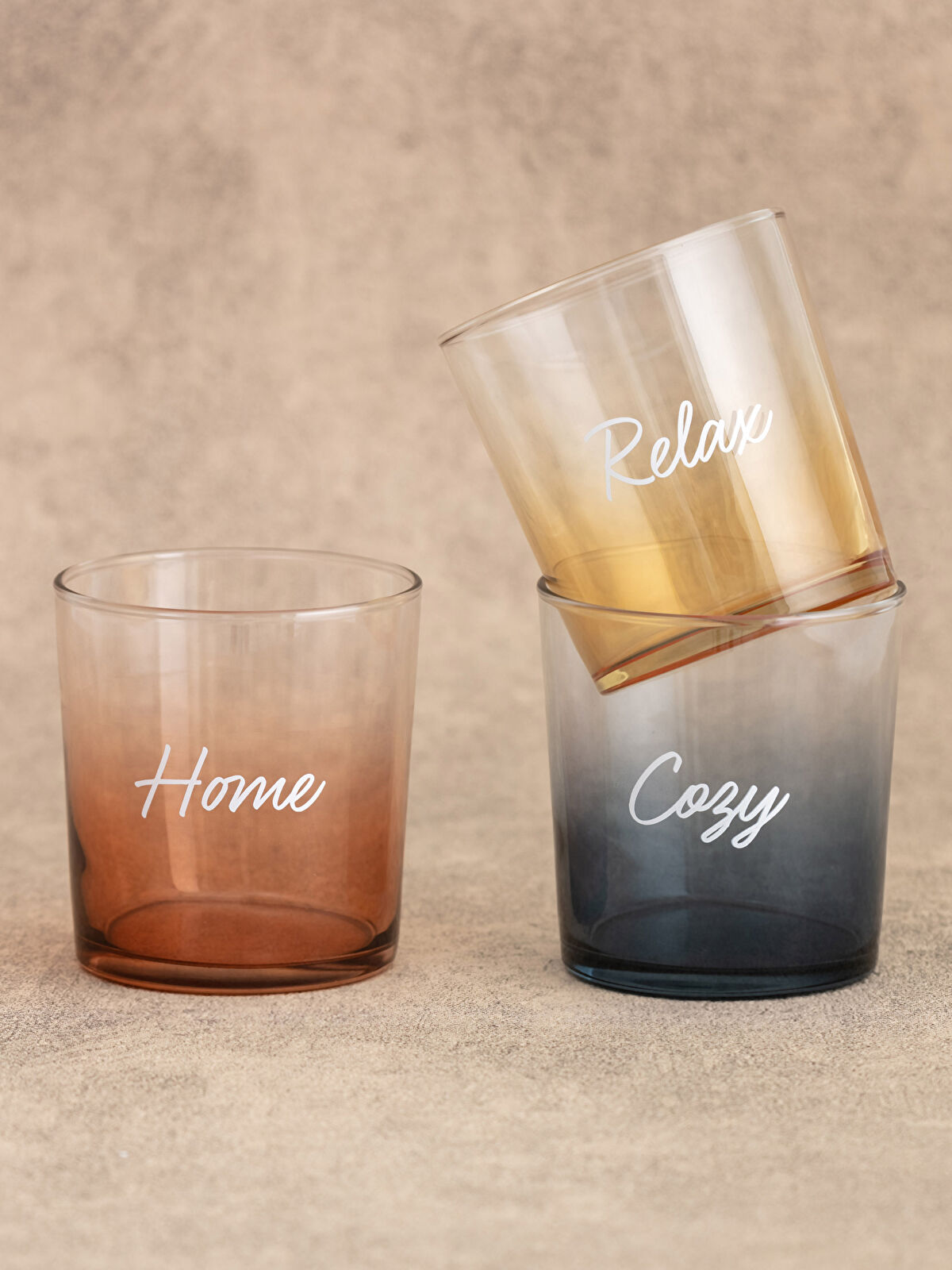 Yazı Baskılı Cam Su Bardağı 3'lü 380 Ml