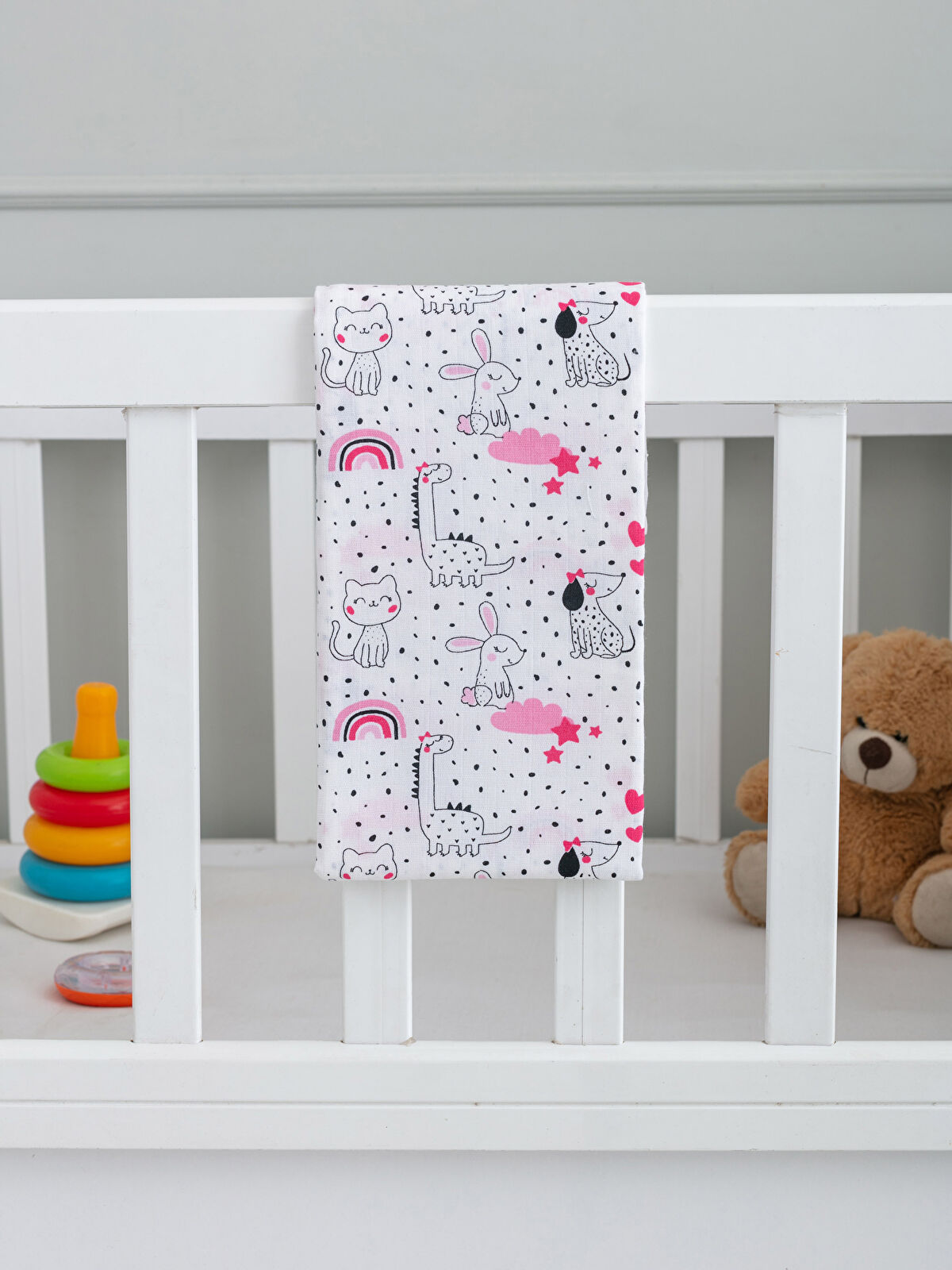 Baskılı Pamuklu Kız Bebek Müslin Bez