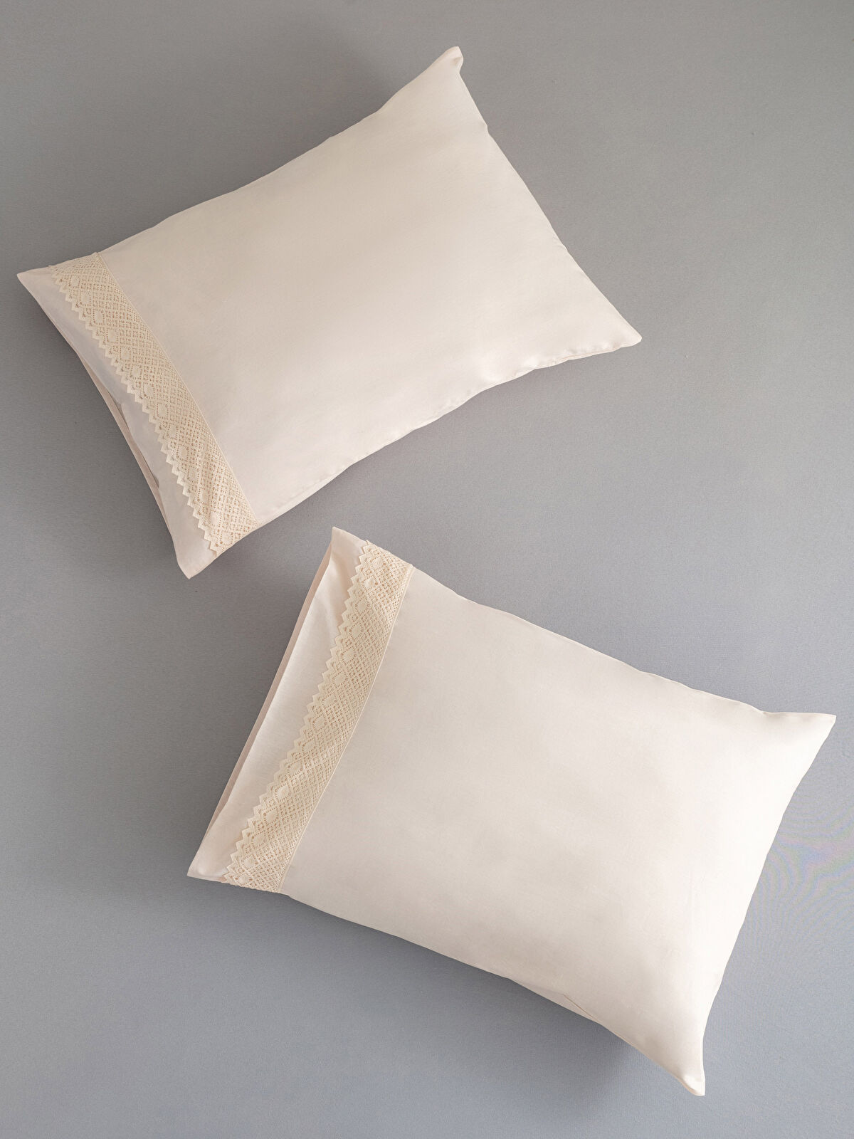 Dantel Detaylı Dokuma Yastık Kılıfı 2'li 50x70 Cm