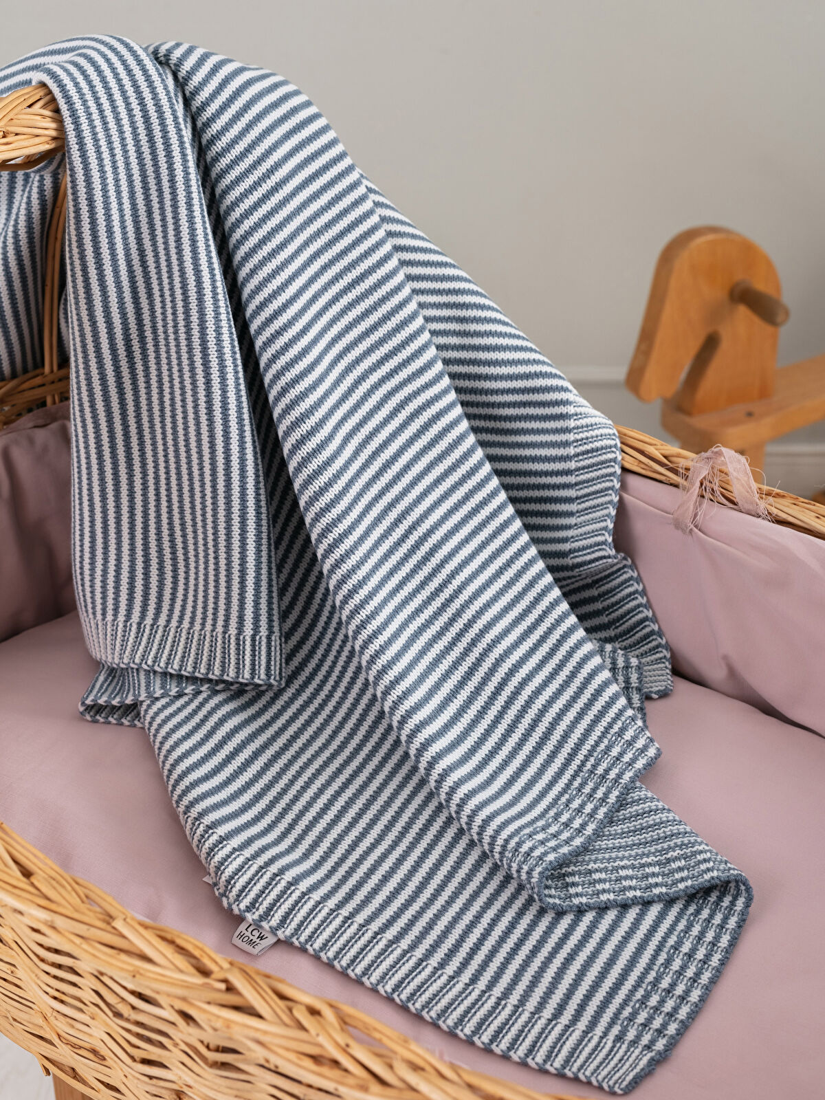 Çizgili Erkek Bebek Triko Battaniye 80x100 Cm