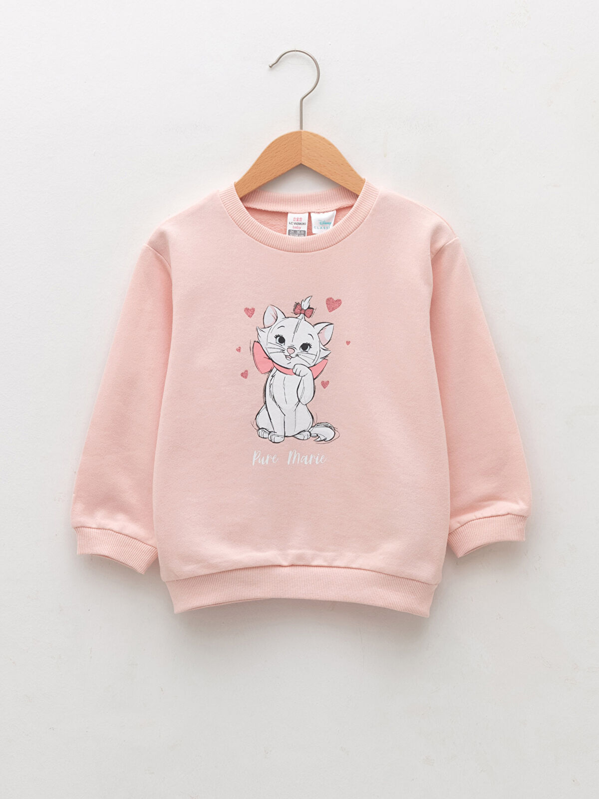 Bisiklet Yaka Aristocats Baskılı Uzun Kollu Kız Bebek Sweatshirt