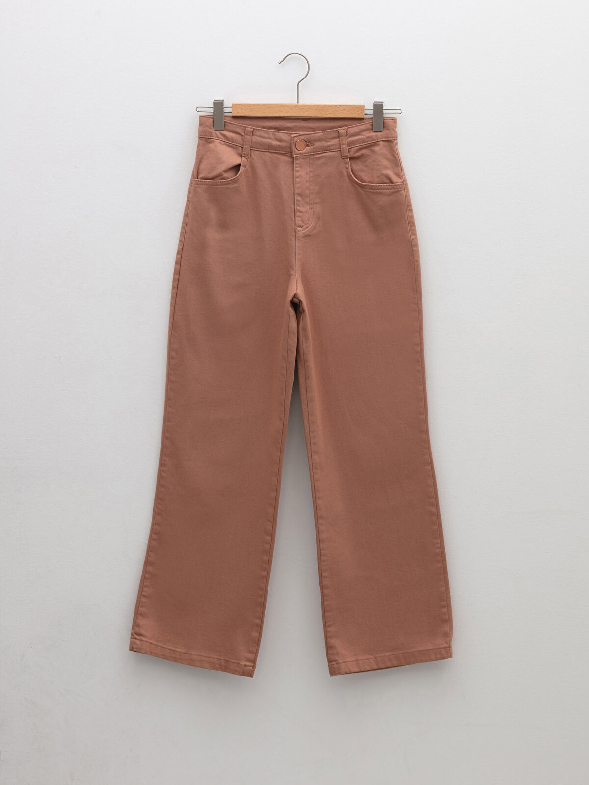 Basic Geniş Paça Gabardin Kız Çocuk Pantolon