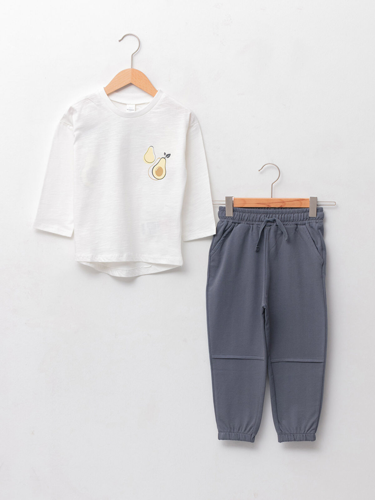 Bi Baby Bisiklet Yaka Uzun Kollu Baskılı Erkek Bebek Tişört ve Pantolon 2'li Takım