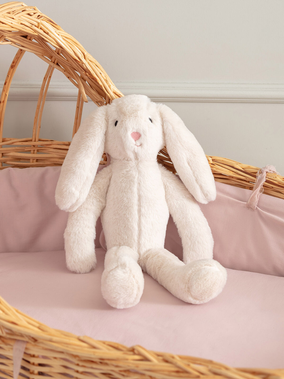 Nakışlı Dolgulu Pelüş Bebek Tavşan Kırlent 14x38 Cm