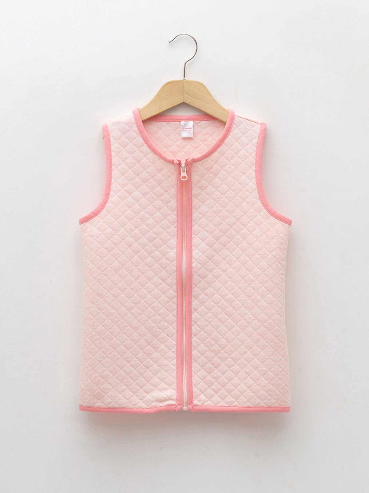 Bisiklet Yaka Kapitone Desenli Kız Çocuk Fermuarlı Yelek