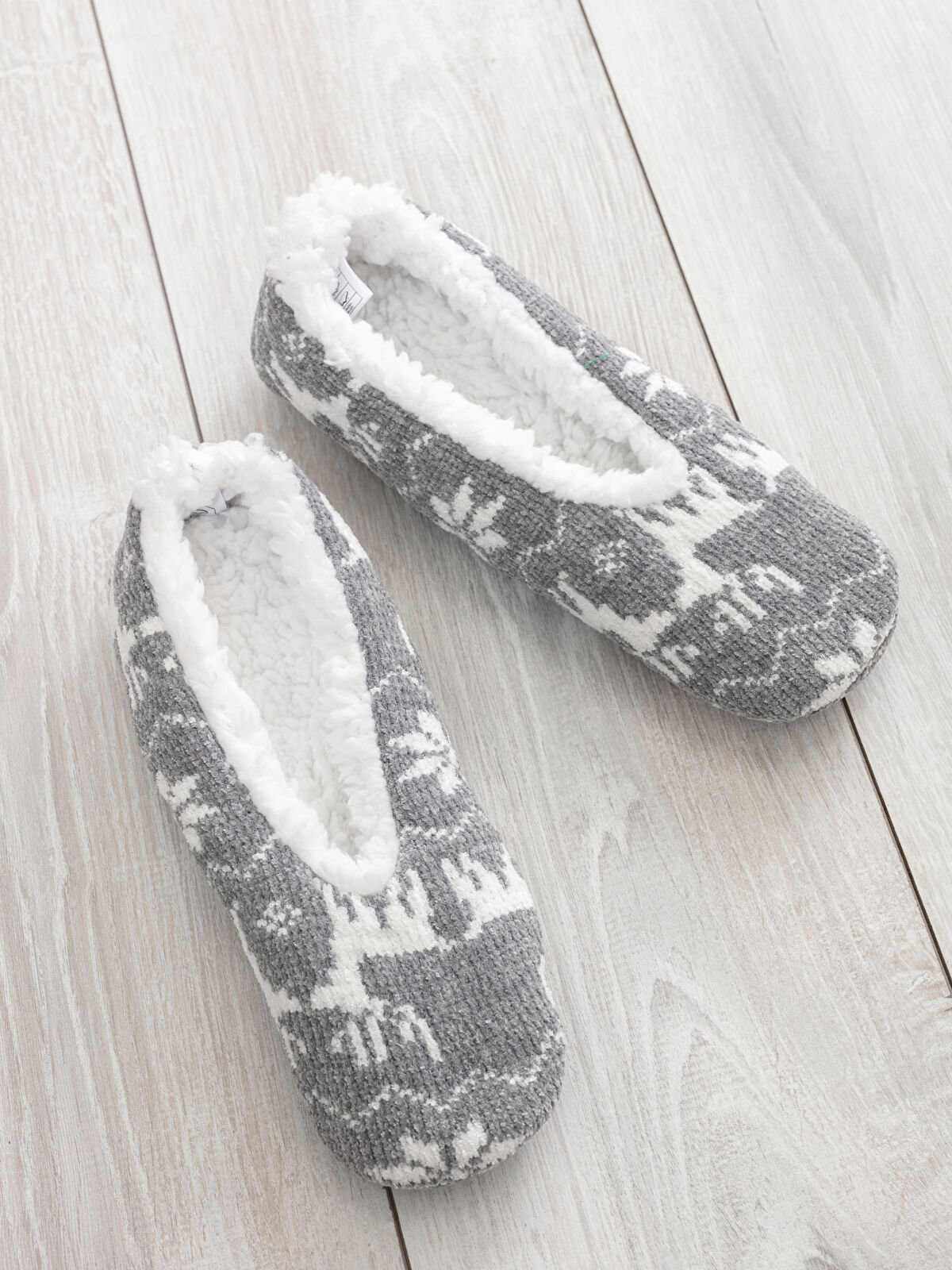 Desenli Triko Kadın Ev Patiği