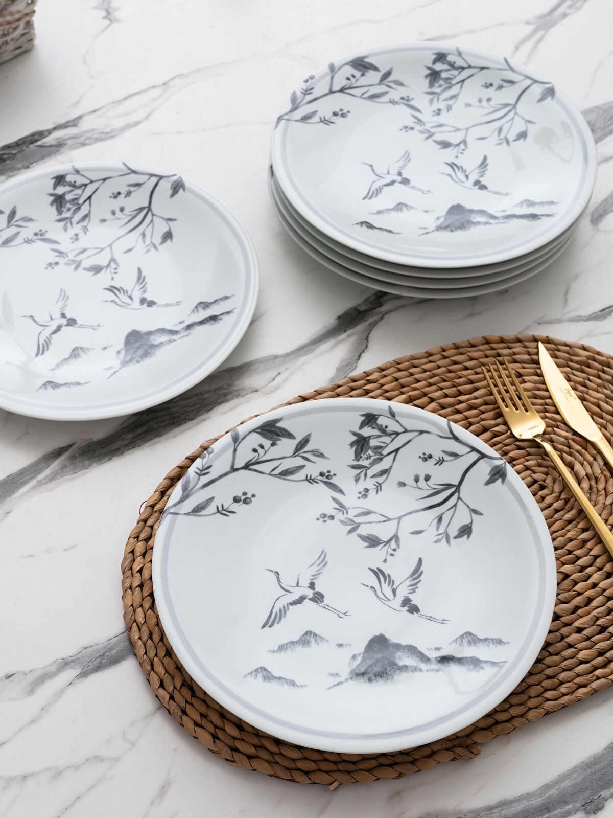 Baskılı Porselen Tabak 6'lı 27 Cm