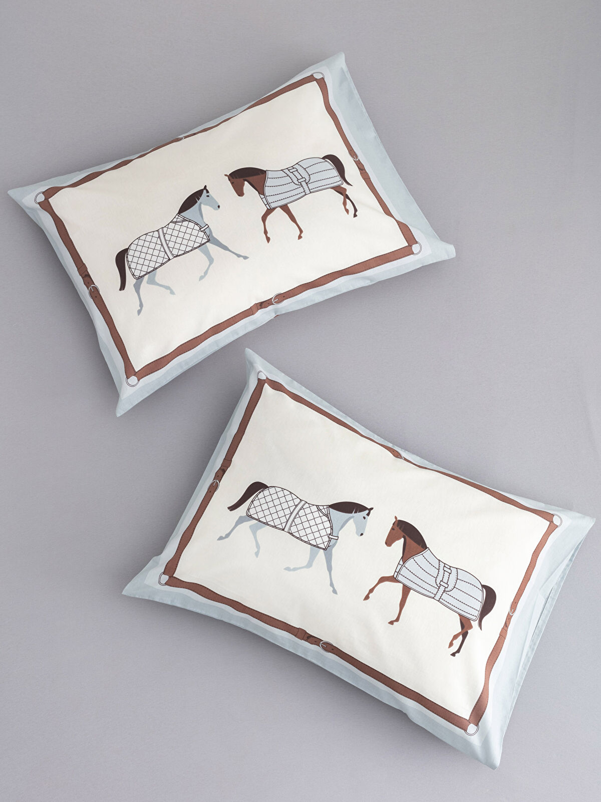 Pamuklu At Desenli Yastık Kılıfı 50x70 Cm 2'li