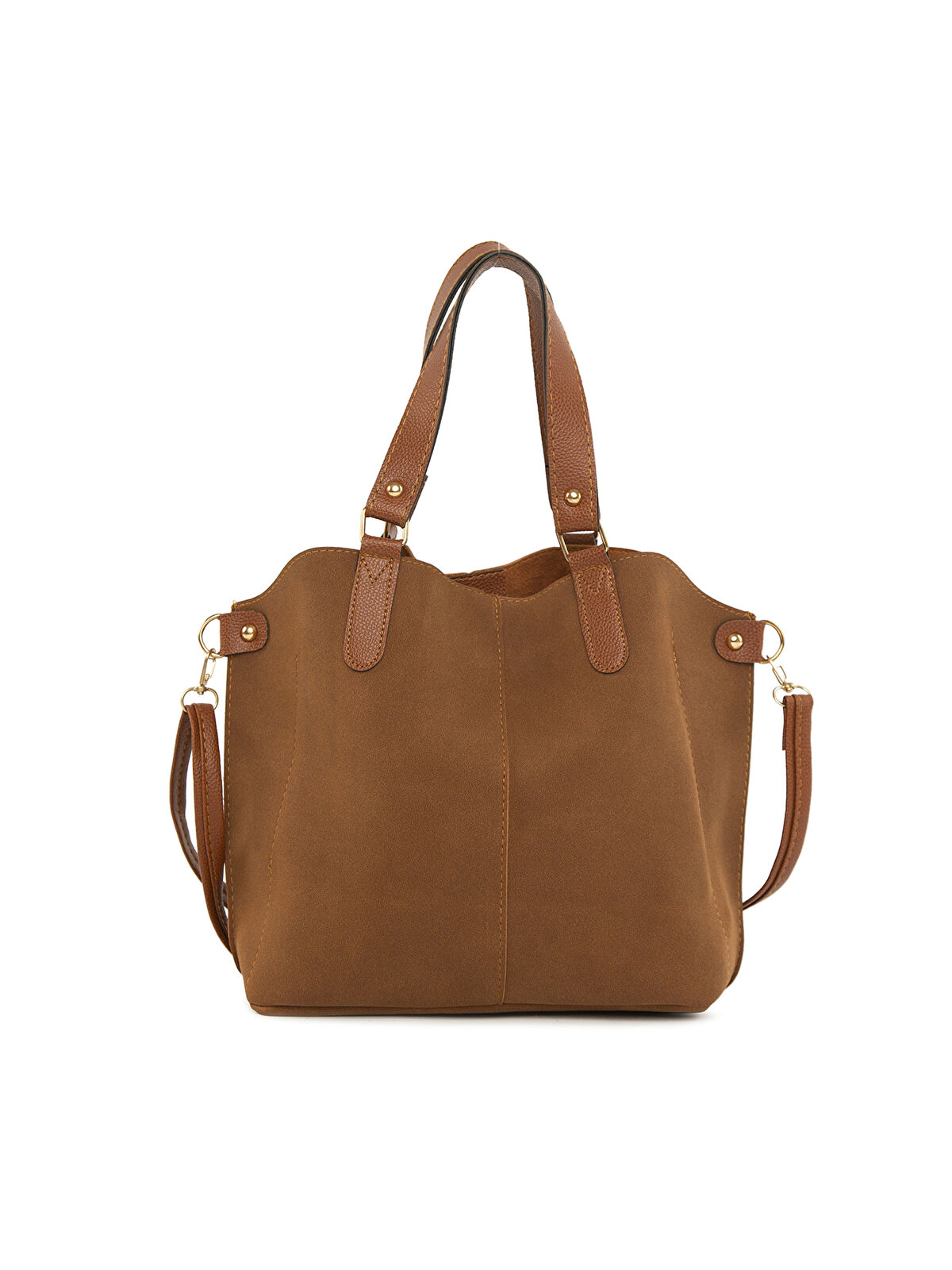 Bagmori Üç Bölmeli Çıtçıt Detaylı Nubuk Çanta Bagmori Üç Bölmeli Çıtçıt Detaylı Nubuk Çanta