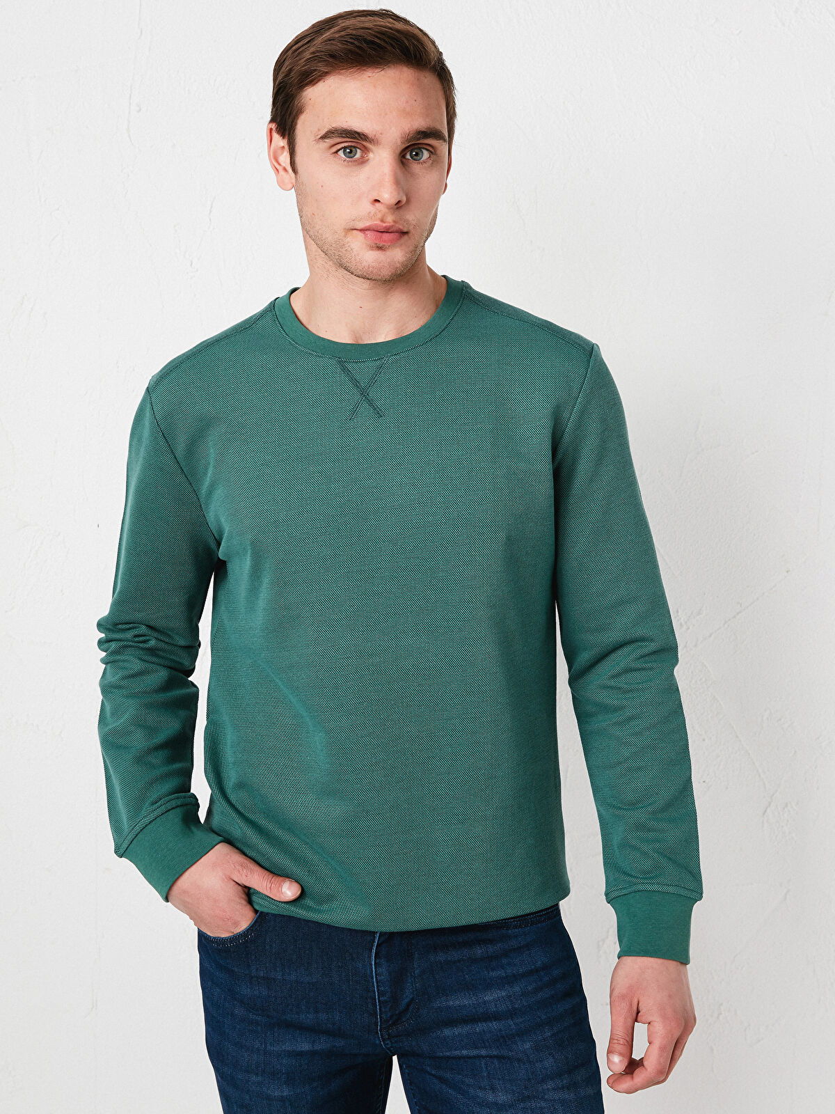 LCW BASIC Bisiklet Yaka Uzun Kollu İnce Erkek Sweatshirt