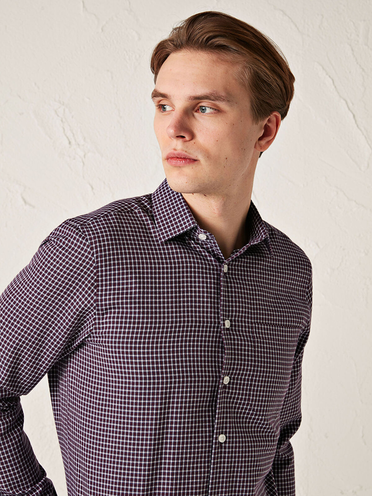 LCW FORMAL Regular Fit Uzun Kollu Ekose Gabardin Erkek Gömlek