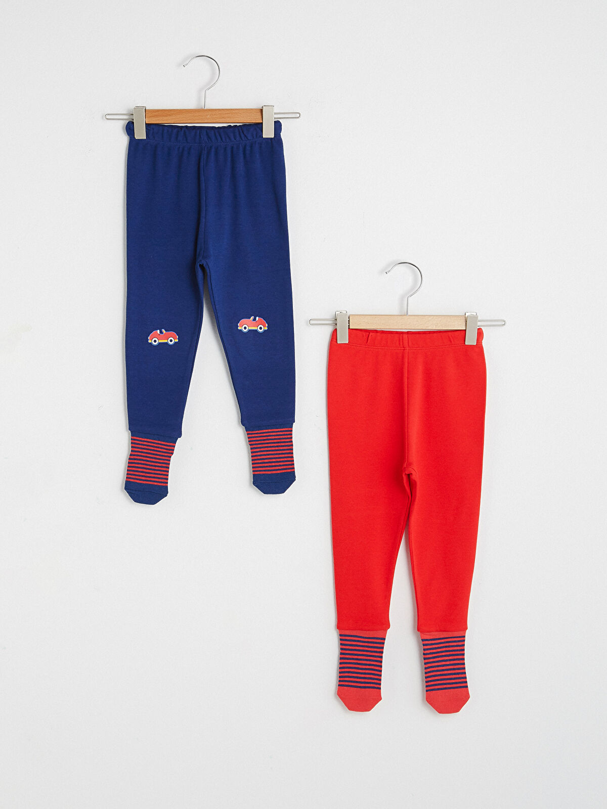 Beli lastikli Çoraplı  Erkek Bebek Pijama Alt 2'li