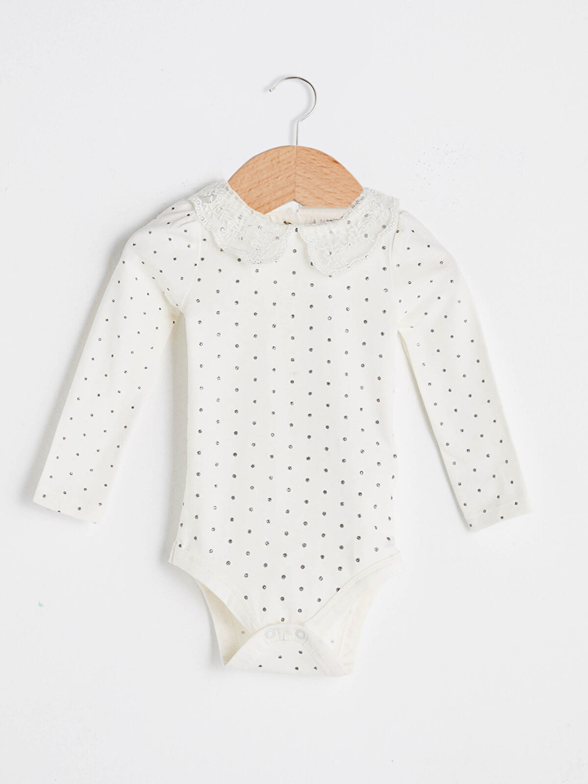 Bebe Yaka Puantiyeli Kız Bebek Çıtçıtlı Body