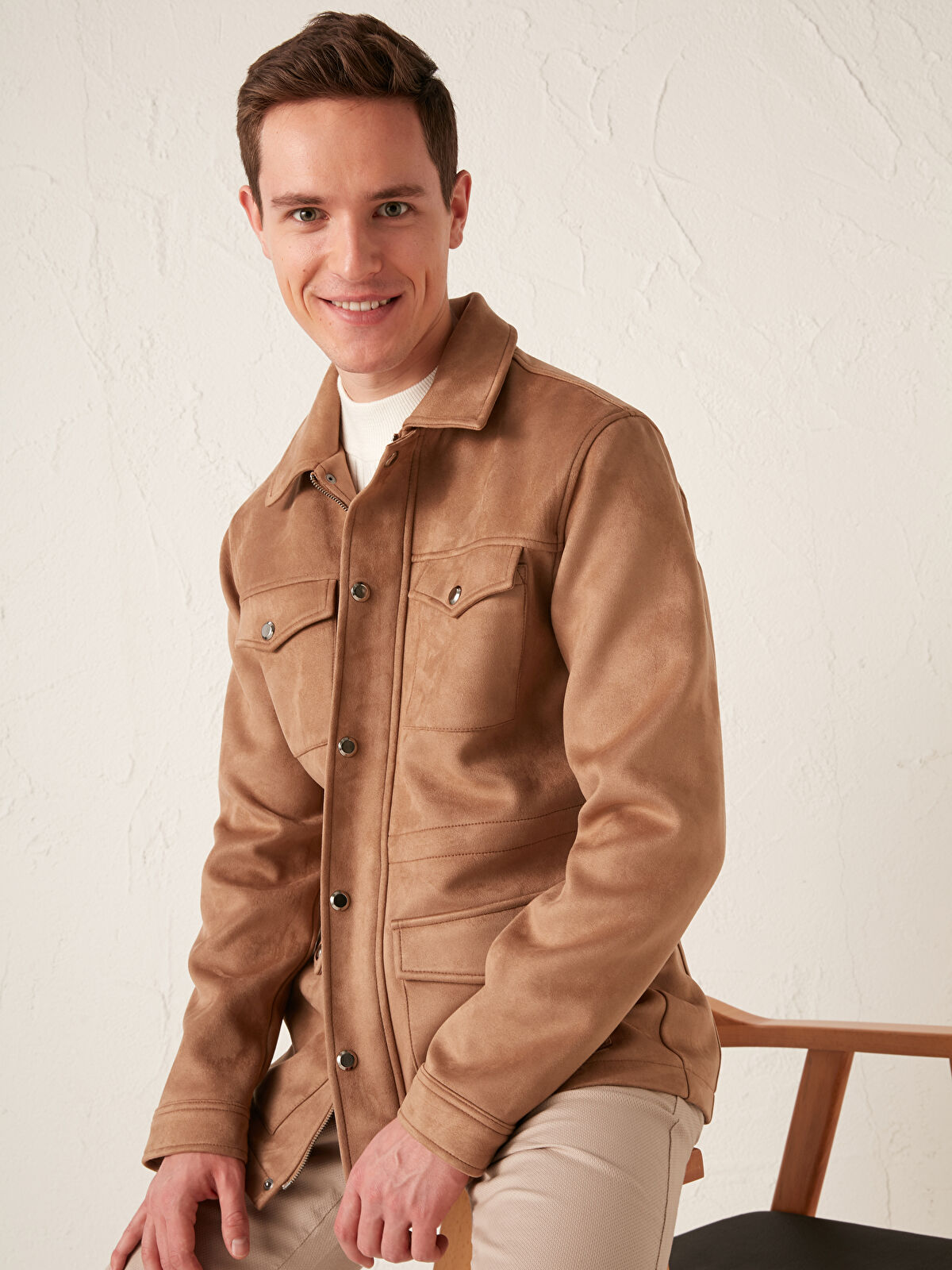 LCW VISION Slim Fit İnce Süet Mont