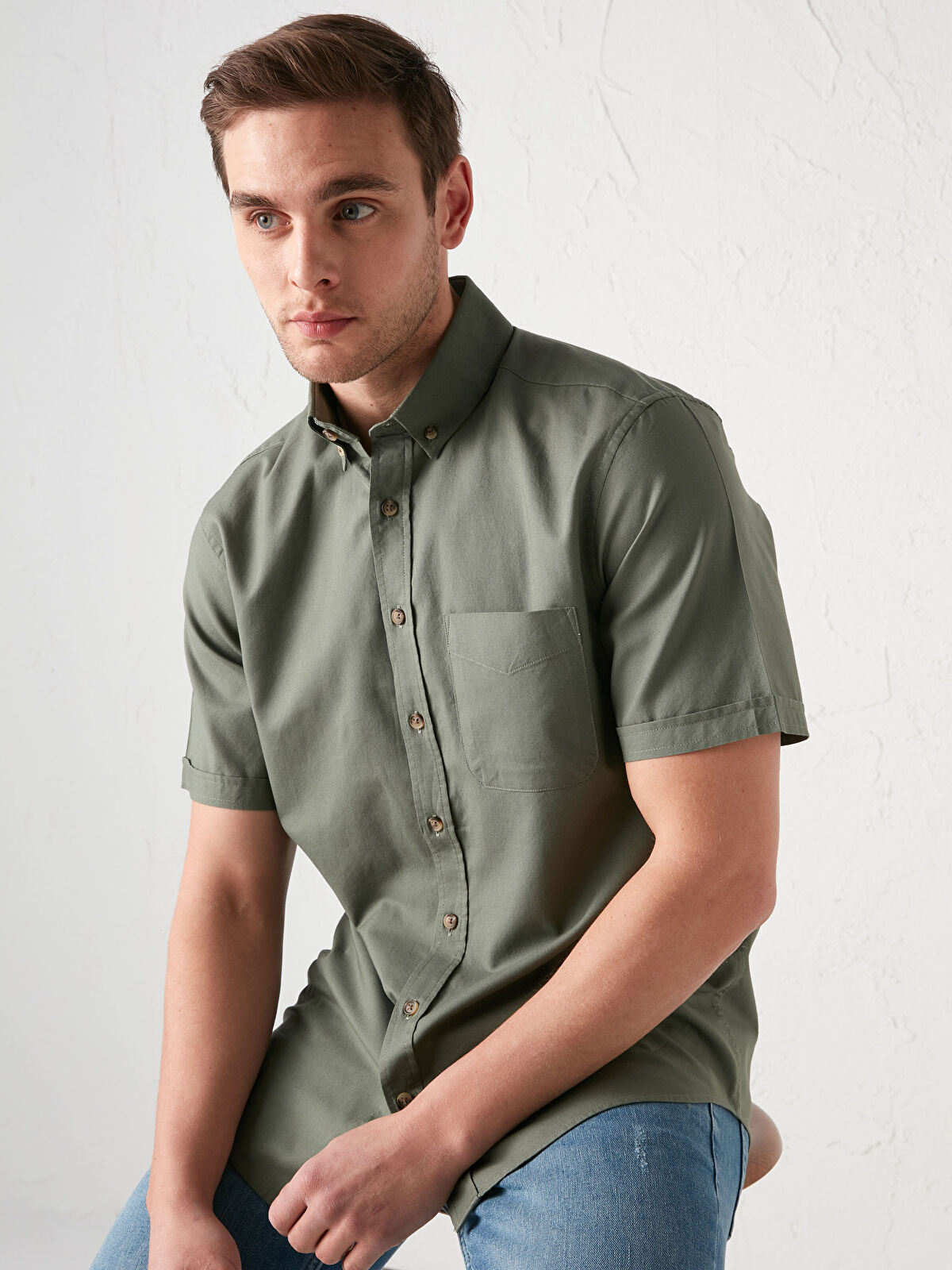 LCW BASIC Regular Fit Kısa Kollu Oxford Gömlek