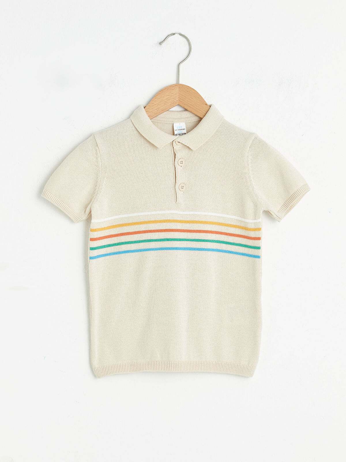 Gömlek Yaka Kısa Kol Çizgili Erkek Bebek Triko Kazak