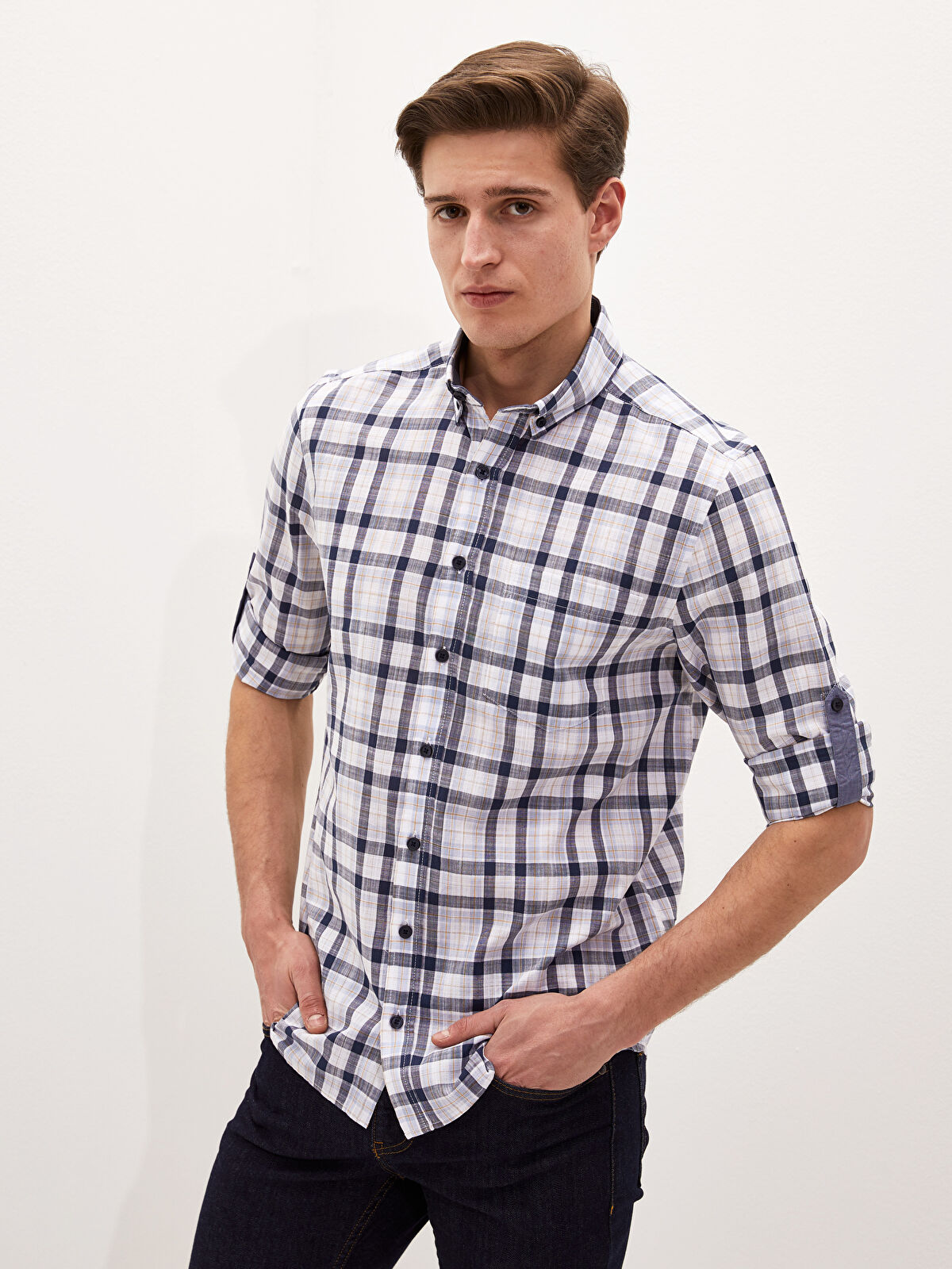 LCW CLASSIC Regular Fit Uzun Kollu Ekose Poplin Erkek Gömlek