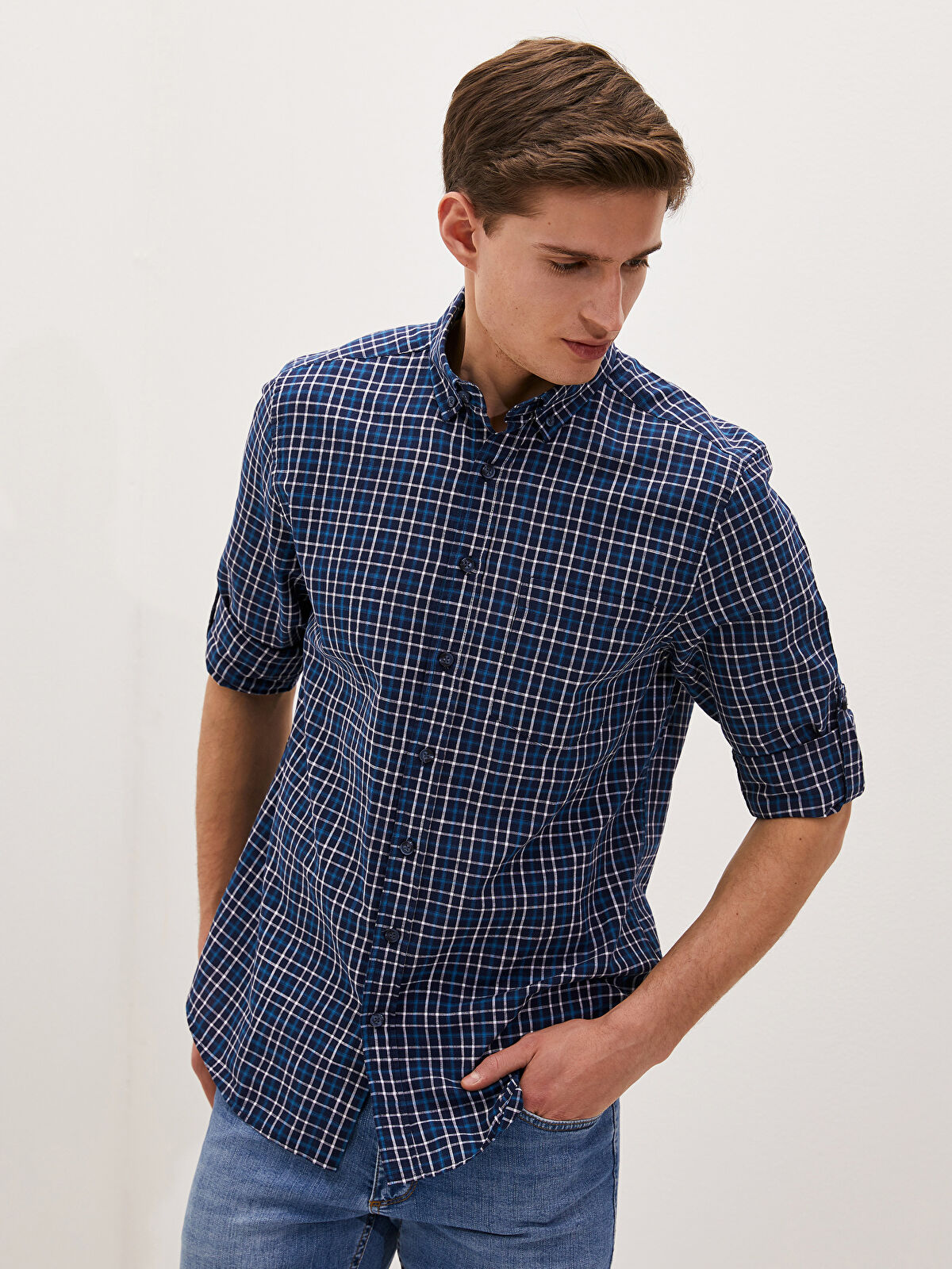LCW CLASSIC Regular Fit Uzun Kollu Ekose Poplin Erkek Gömlek