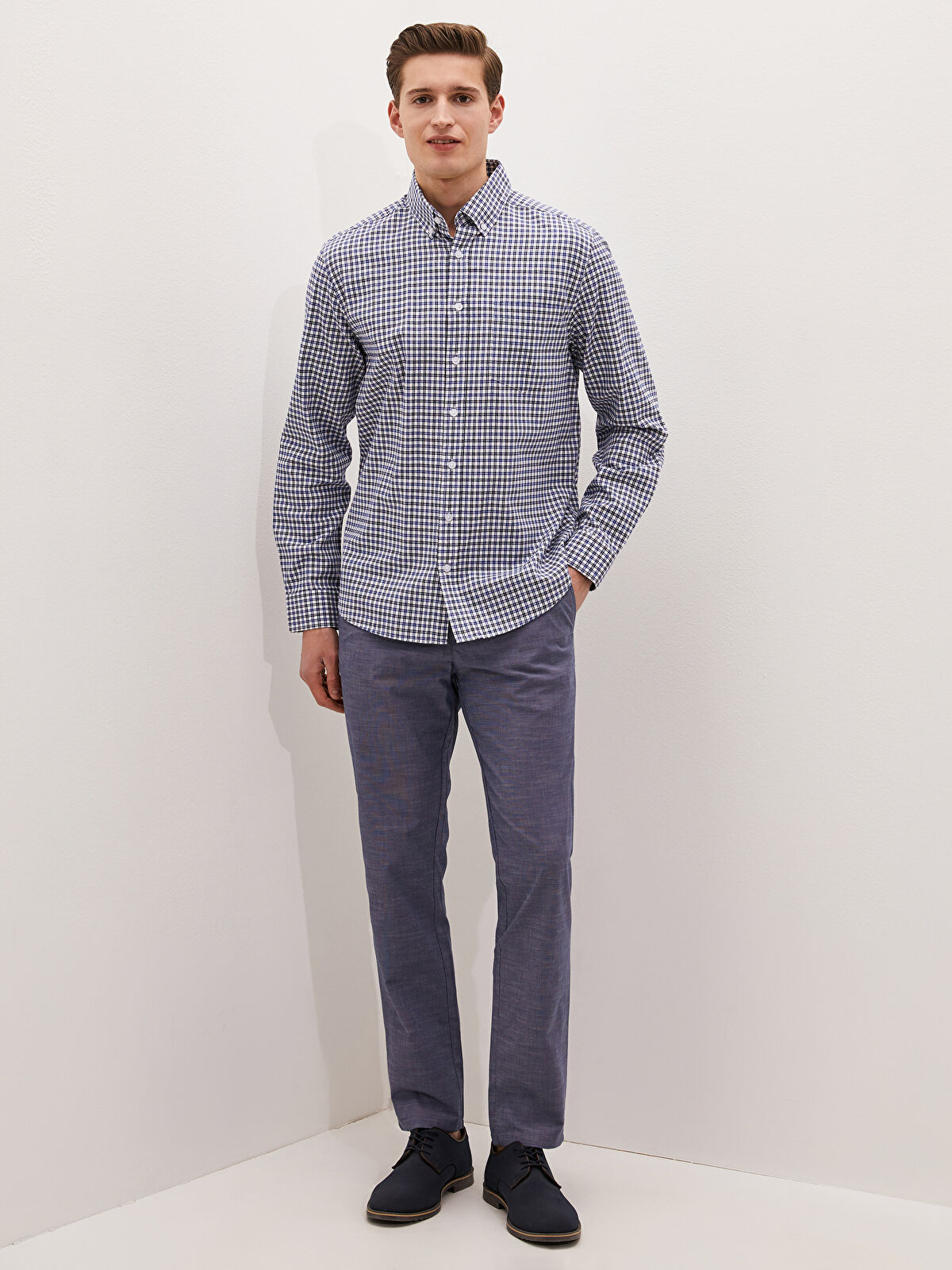 LCW CLASSIC Regular Fit Uzun Kollu Ekose Gabardin Erkek Gömlek LCW CLASSIC Regular Fit Uzun Kollu Ekose Gabardin Erkek Gömlek