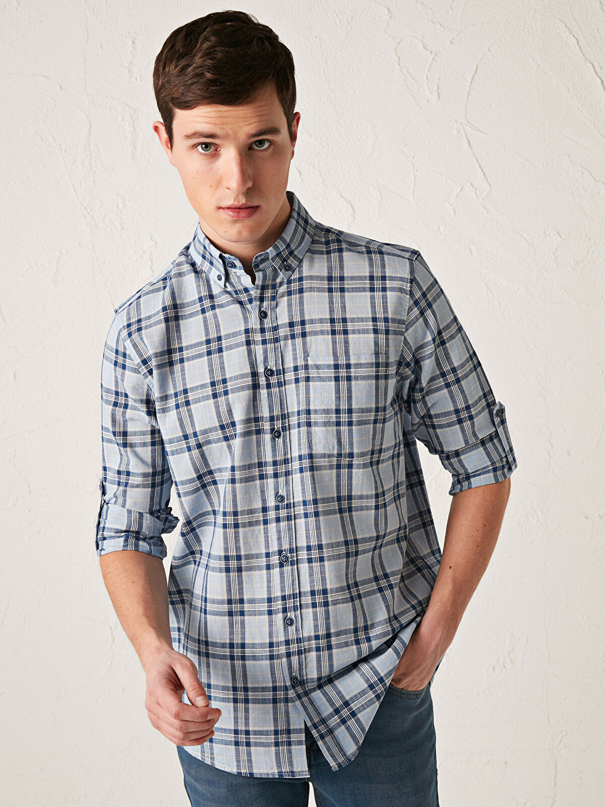 LCW CLASSIC Regular Fit Uzun Kollu Ekose Poplin Erkek Gömlek