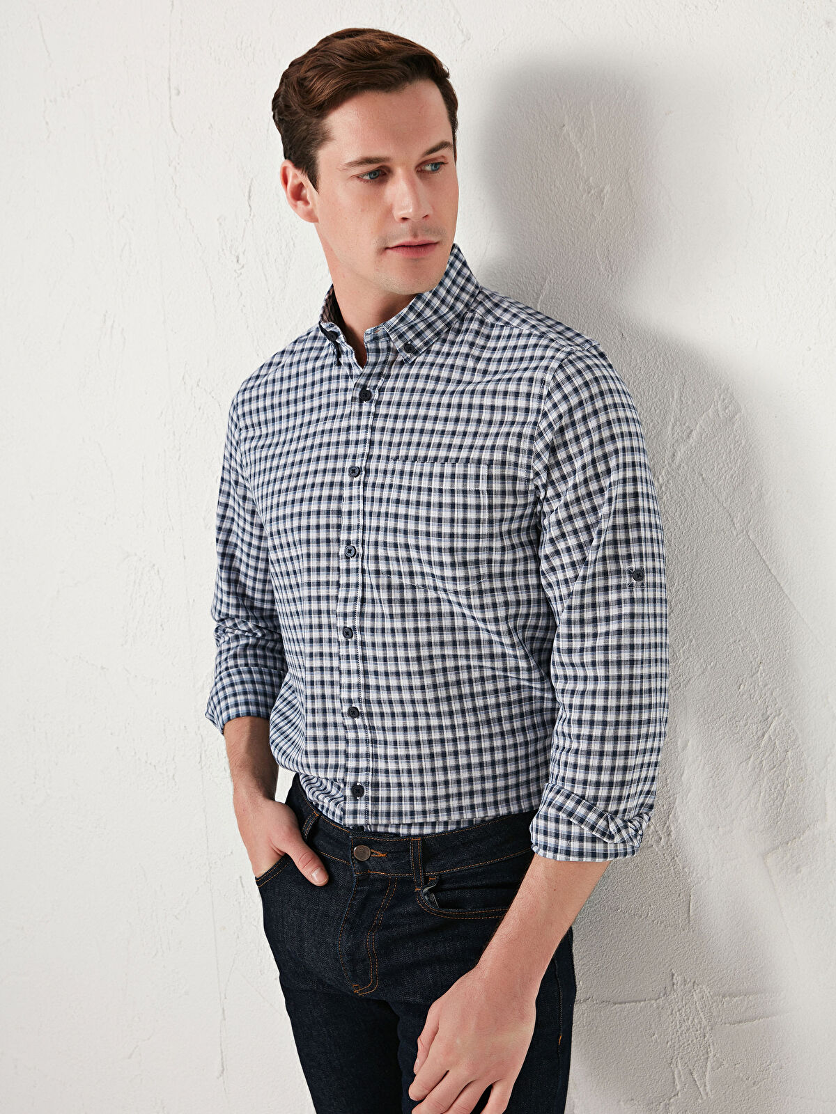 LCW CLASSIC Regular Fit Uzun Kollu Ekose Poplin Erkek Gömlek