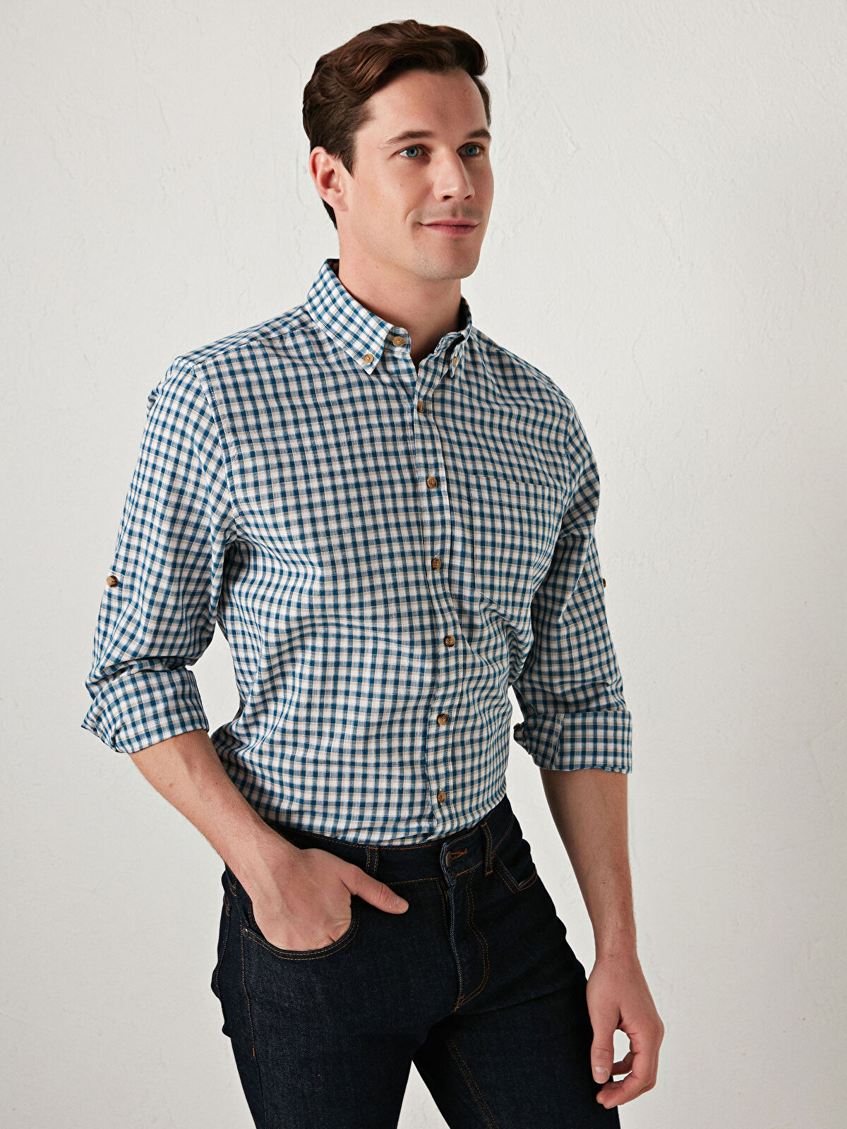 LCW CLASSIC Regular Fit Uzun Kollu Ekose Poplin Erkek Gömlek