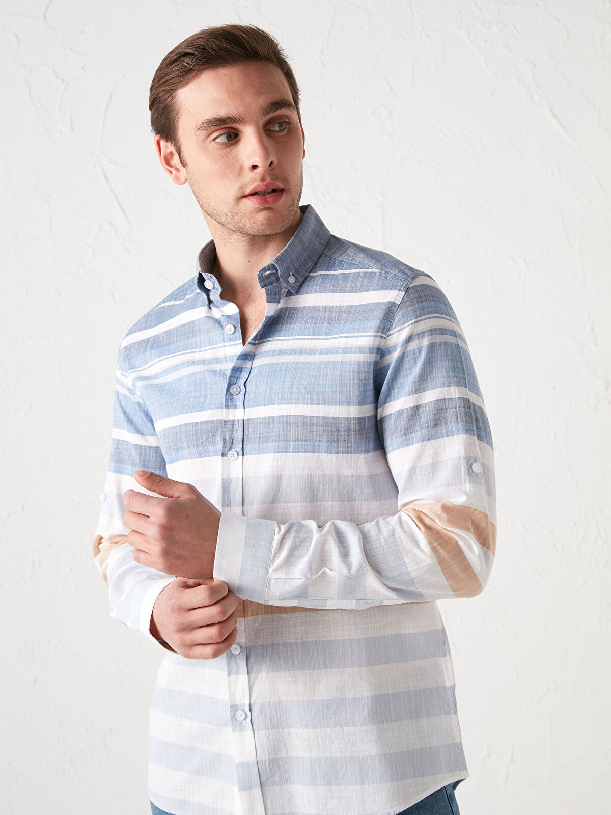 LCW CLASSIC Slim Fit Uzun Kollu Çizgili Poplin Erkek Gömlek