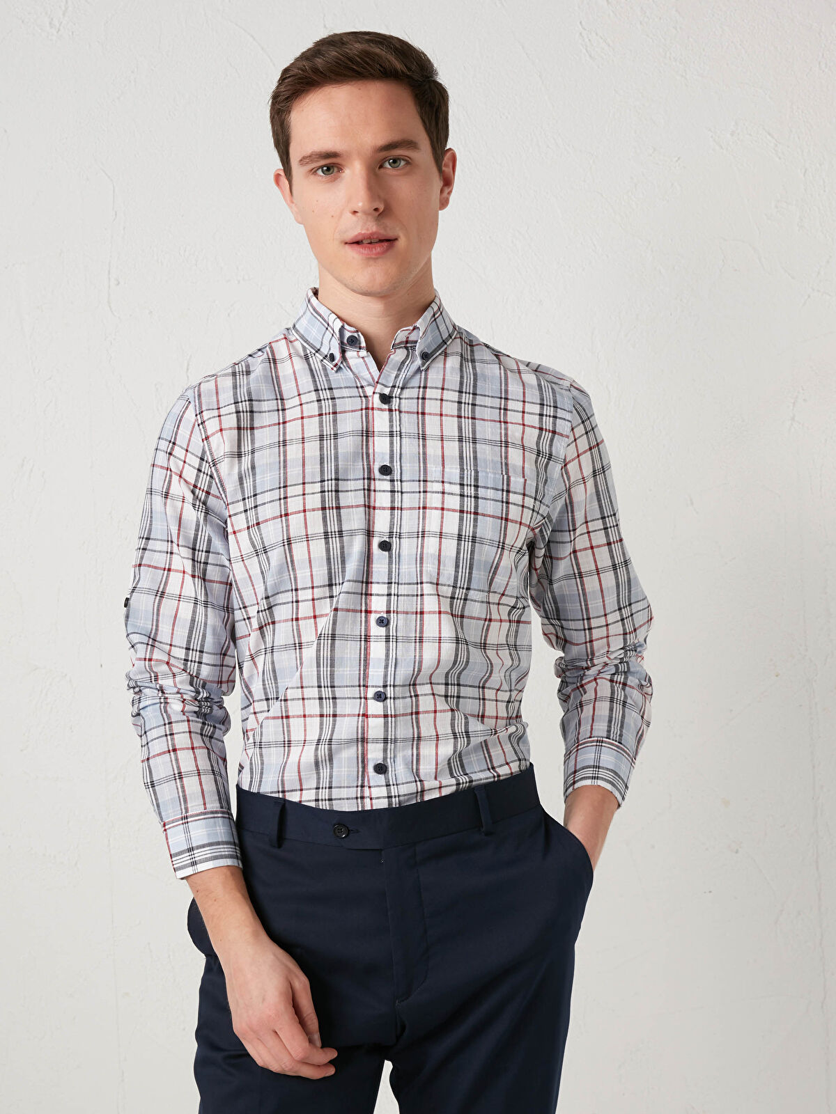 LCW CLASSIC Regular Fit Uzun Kollu Ekose Poplin Erkek Gömlek