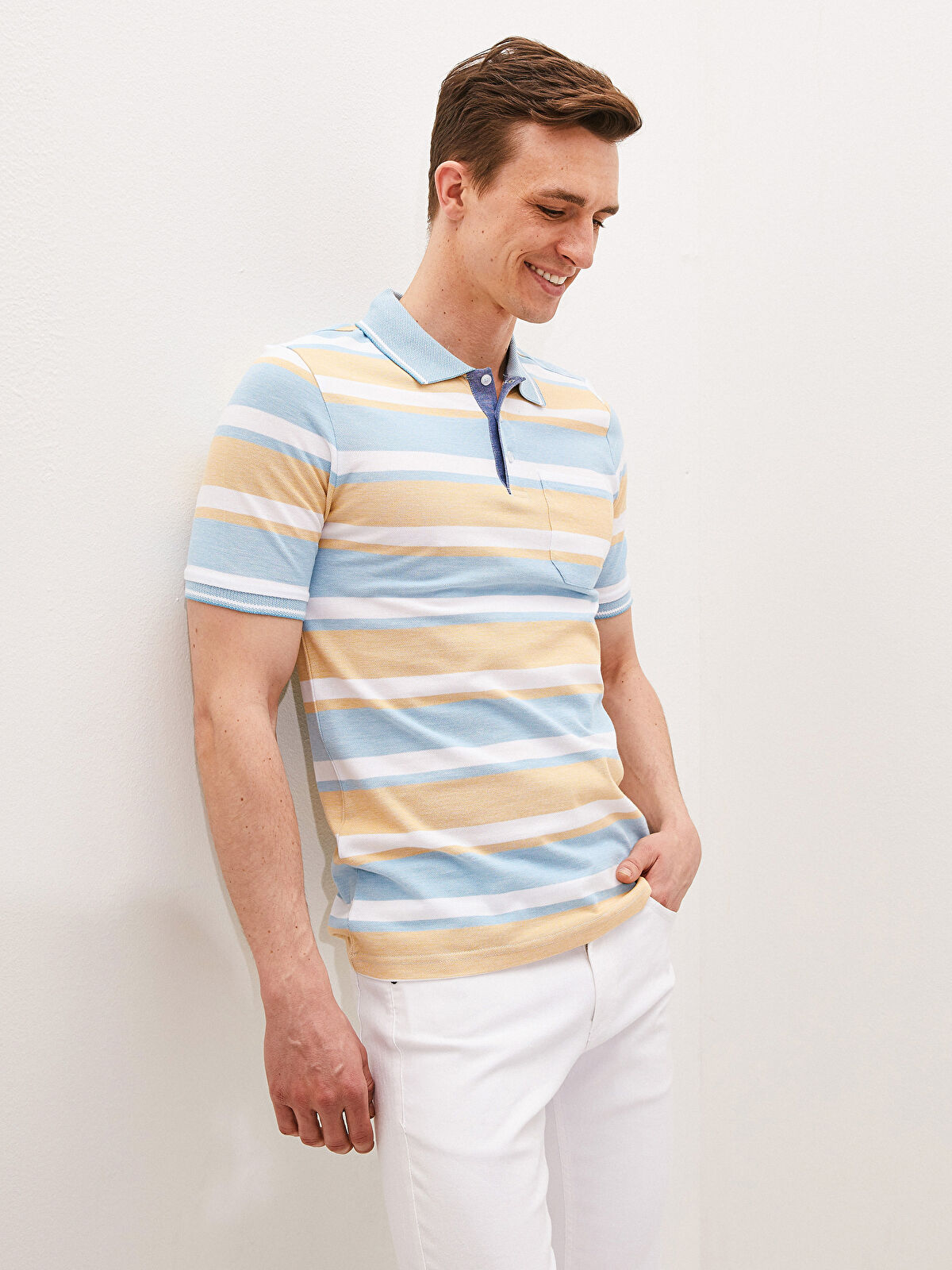 LCW CLASSIC Polo Yaka Kısa Kollu Çizgili Pike Erkek Tişört
