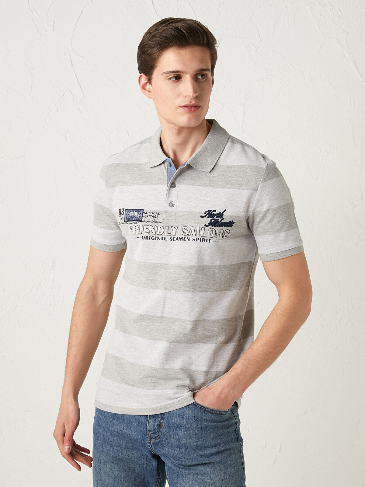 LCW CLASSIC Polo Yaka Kısa Kollu Çizgili Pike Tişört