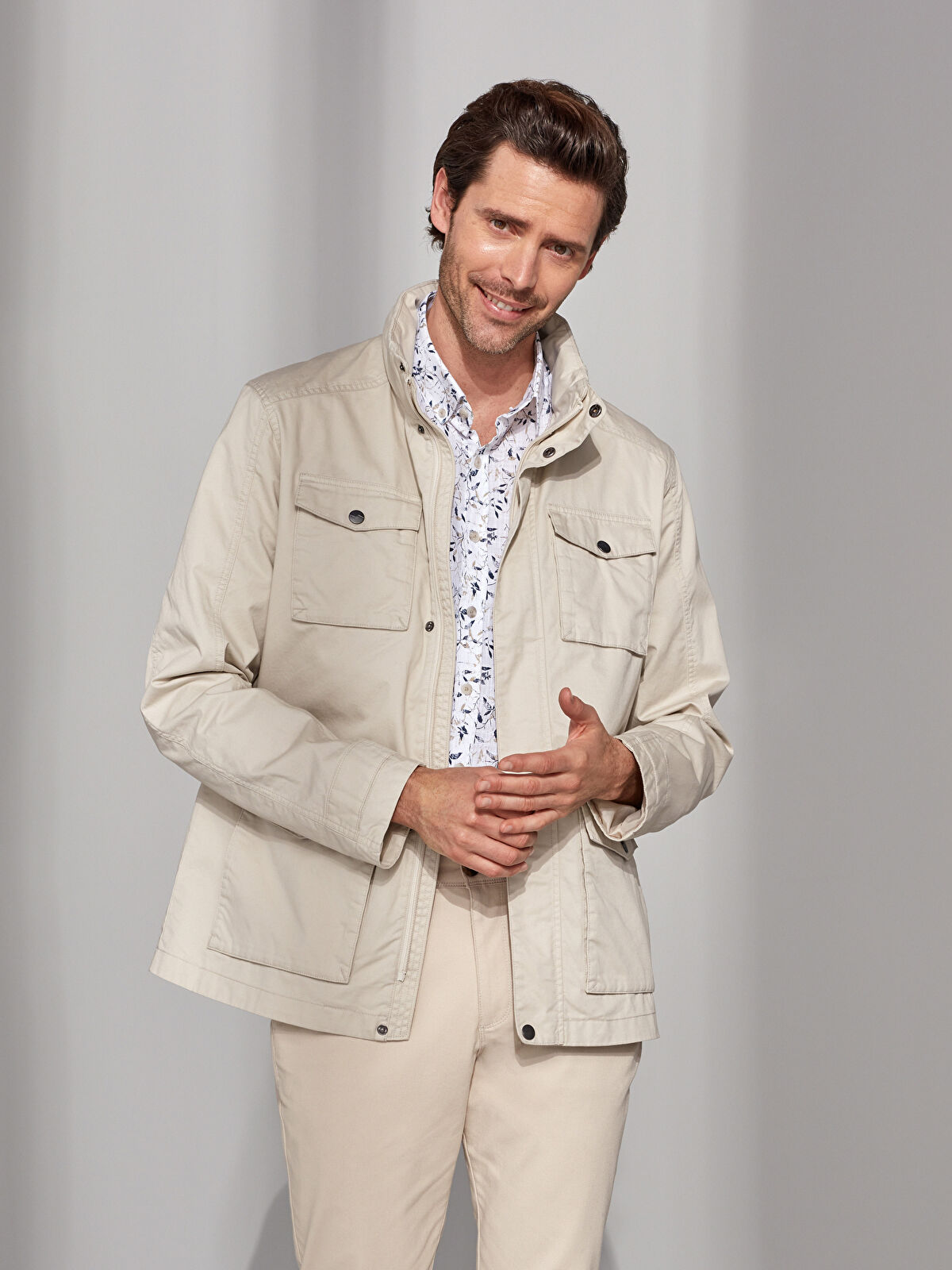 LCW CLASSIC Slim Fit Kısa Kollu Desenli Poplin Erkek Gömlek