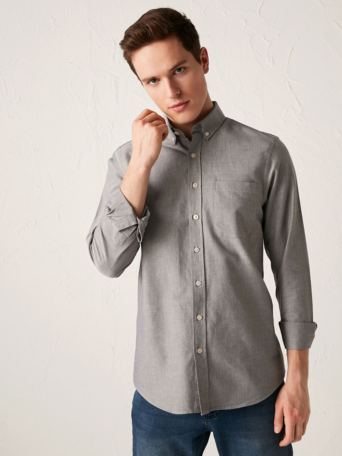 LCW BASIC Regular Fit Uzun Kollu Oxford Gömlek