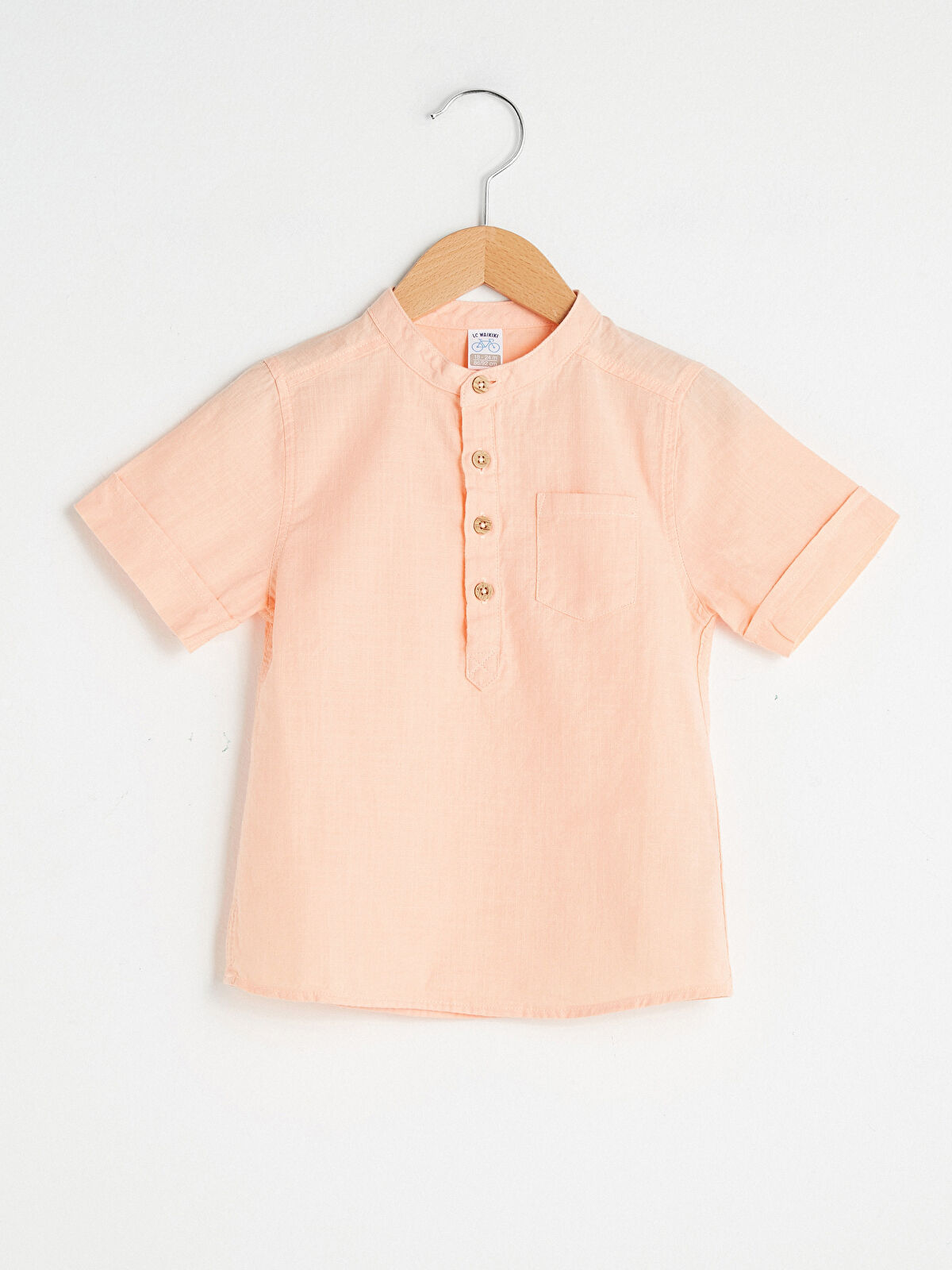 Hakim Yaka Kısa Kollu Basic Poplin Erkek Bebek Gömlek Hakim Yaka Kısa Kollu Basic Poplin Erkek Bebek Gömlek