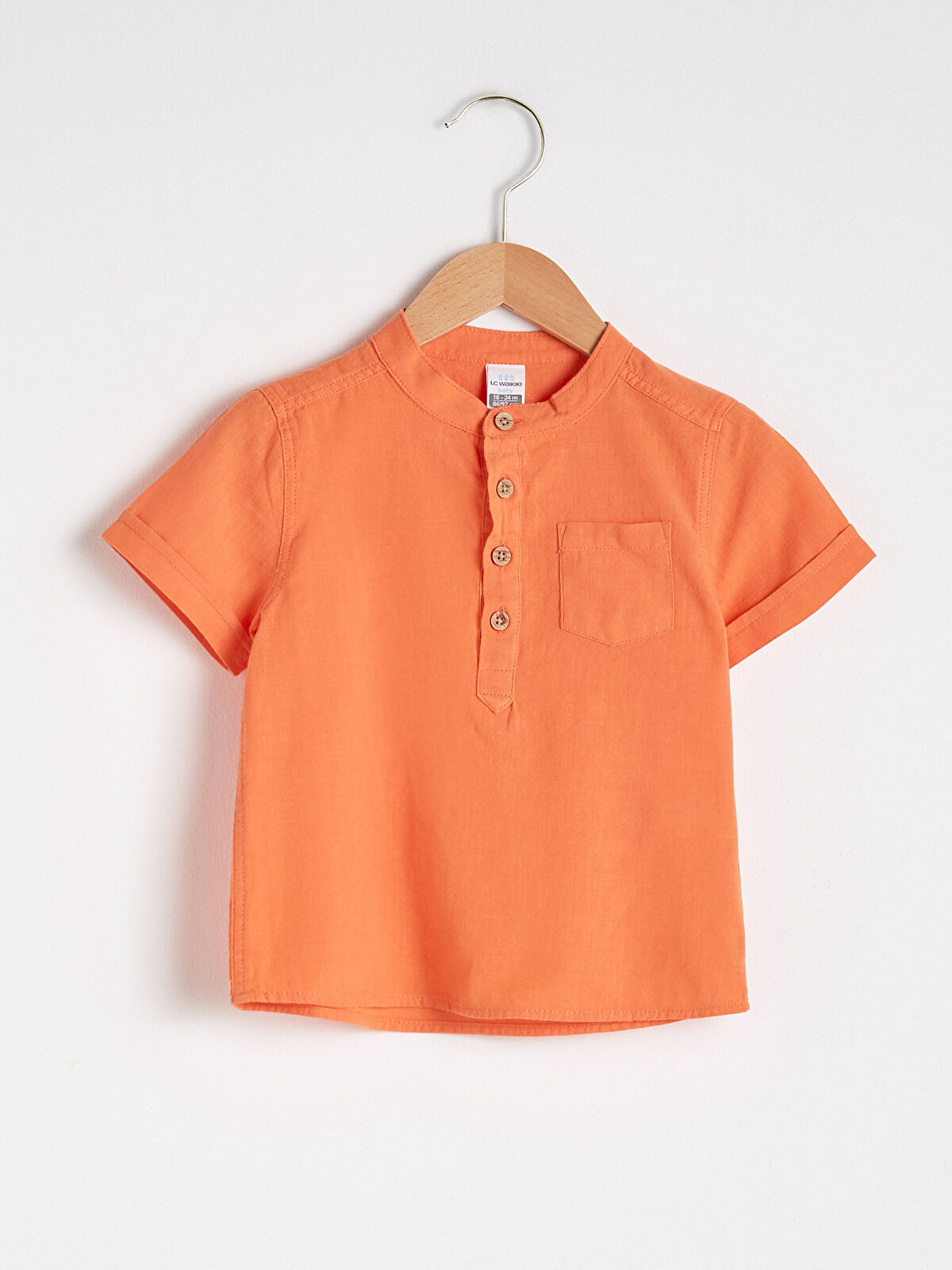 Hakim Yaka Kısa Kollu Basic Poplin Erkek Bebek Gömlek Hakim Yaka Kısa Kollu Basic Poplin Erkek Bebek Gömlek